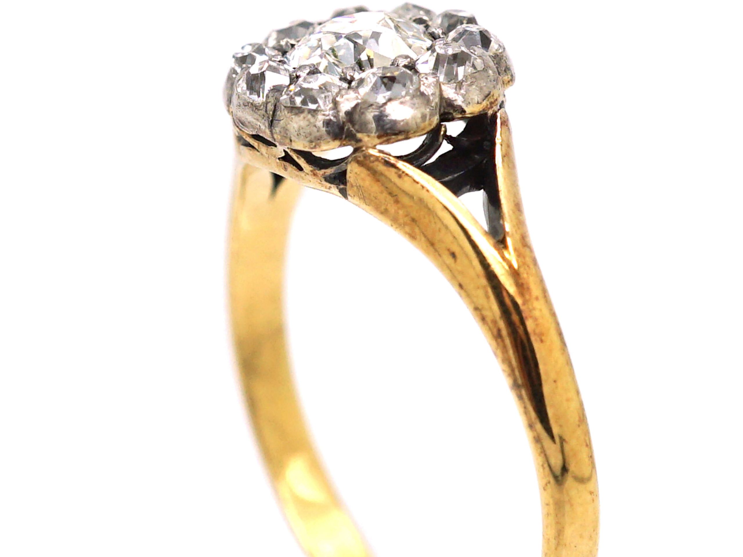 Georgian 18ct Gold & Silver, Diamond Cluster Ring (689W) | The Antique ...
