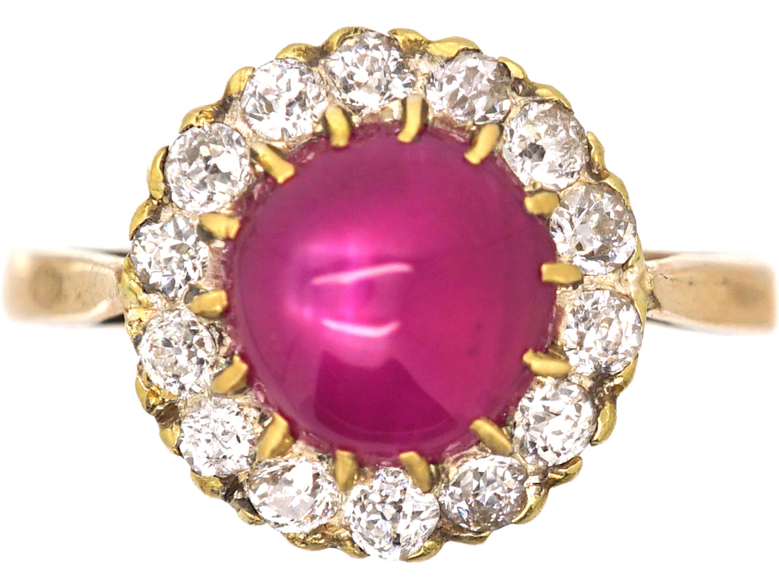 Edwardian 18ct Gold, Star Ruby & Diamond Cluster Ring (733W) | The ...