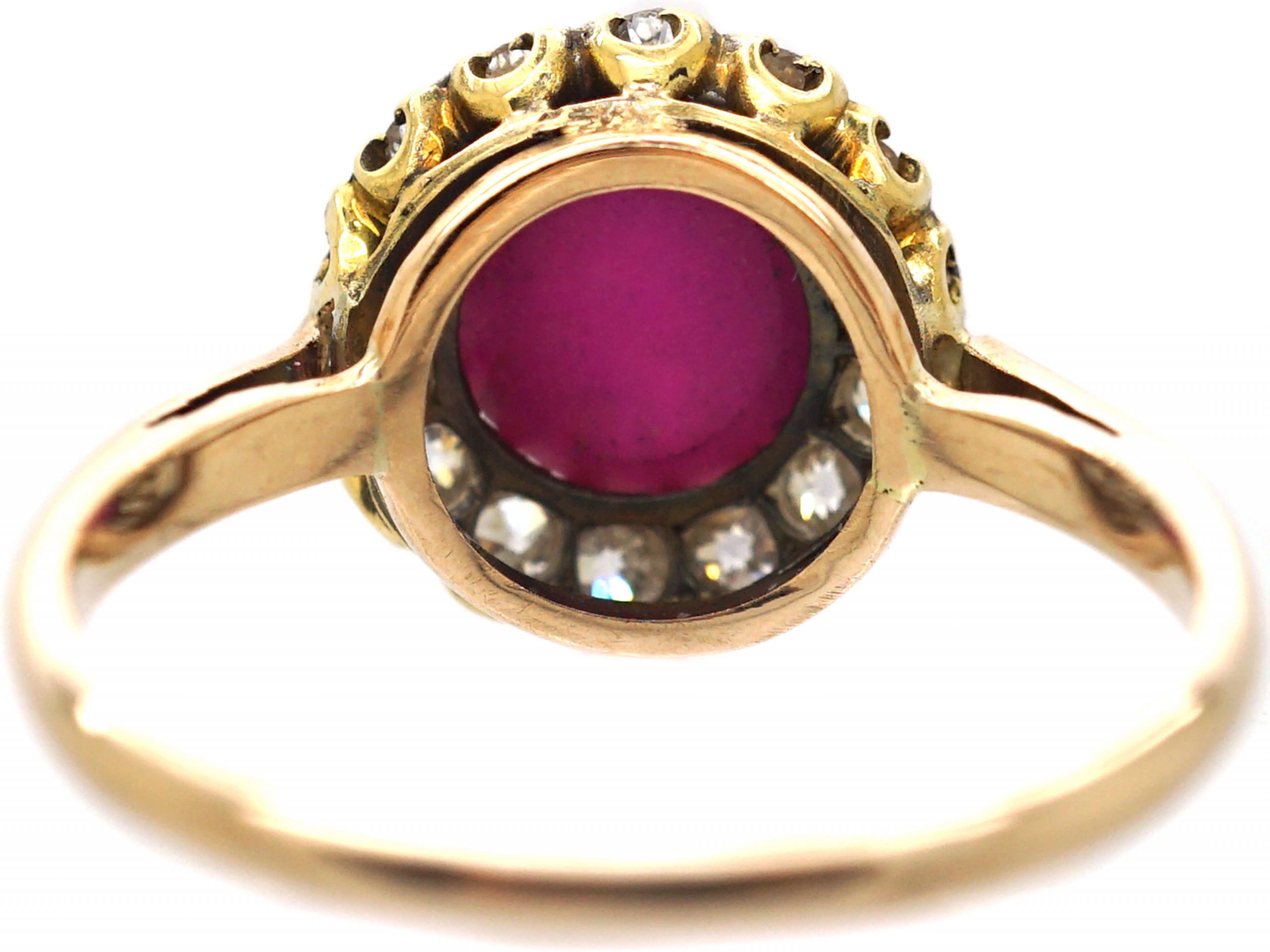 Edwardian 18ct Gold, Star Ruby & Diamond Cluster Ring (733W) | The ...
