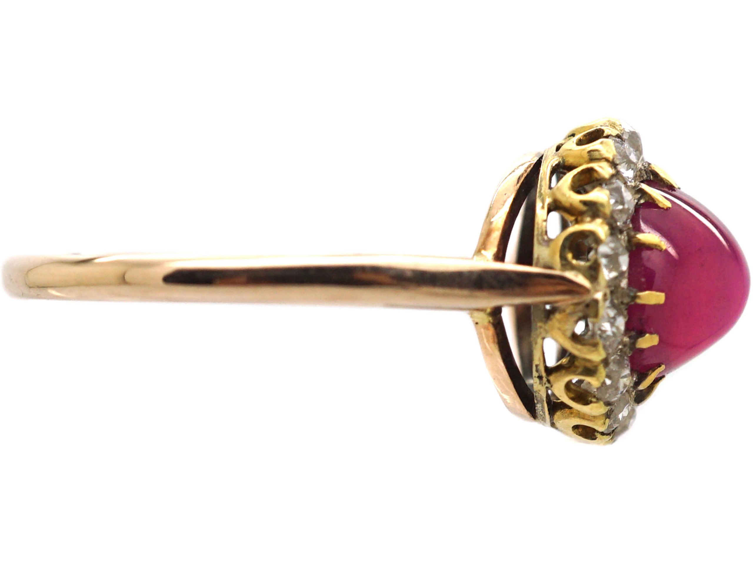 Edwardian 18ct Gold, Star Ruby & Diamond Cluster Ring (733W) | The ...