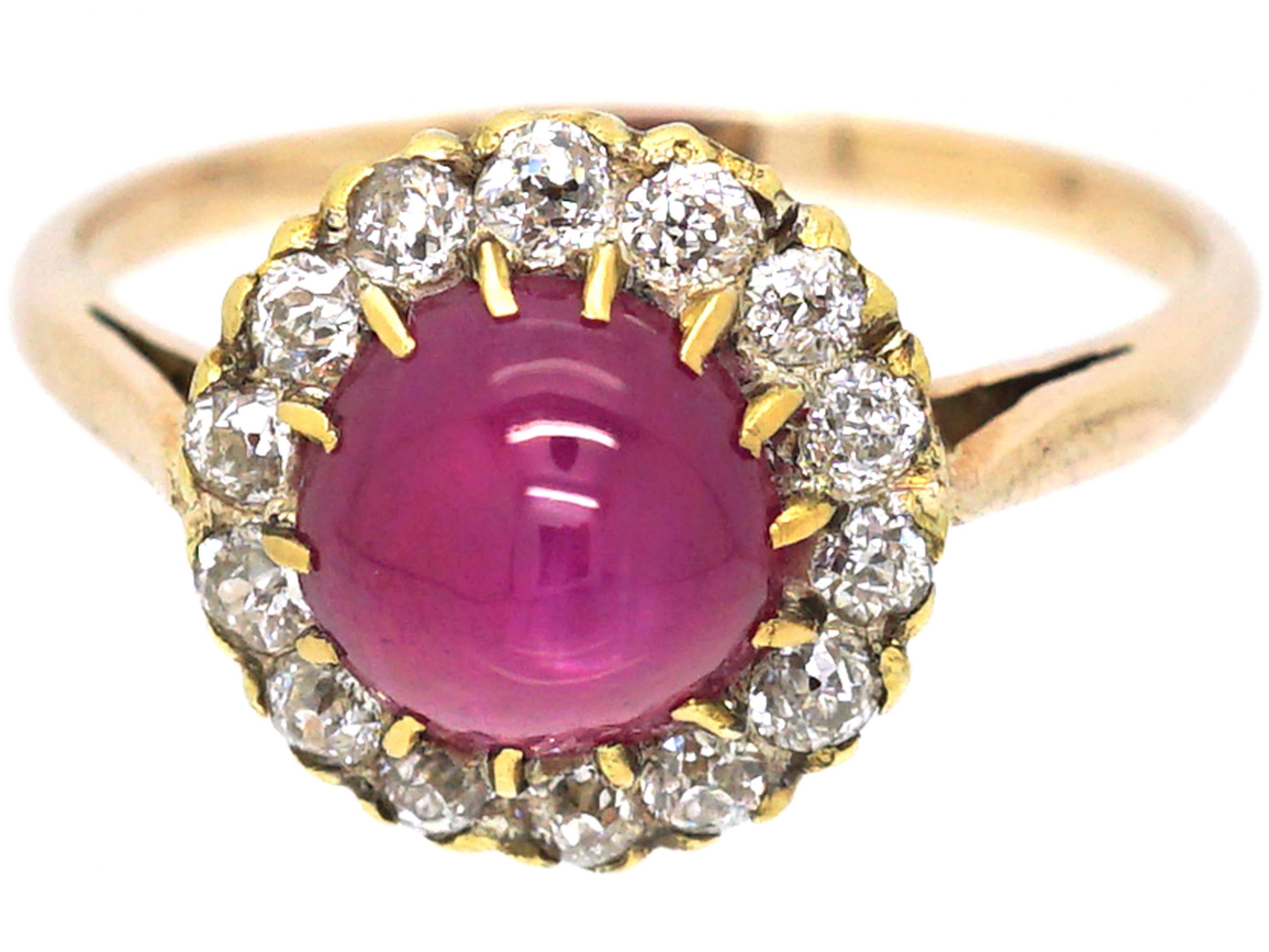 Edwardian 18ct Gold, Star Ruby & Diamond Cluster Ring (733W) | The ...