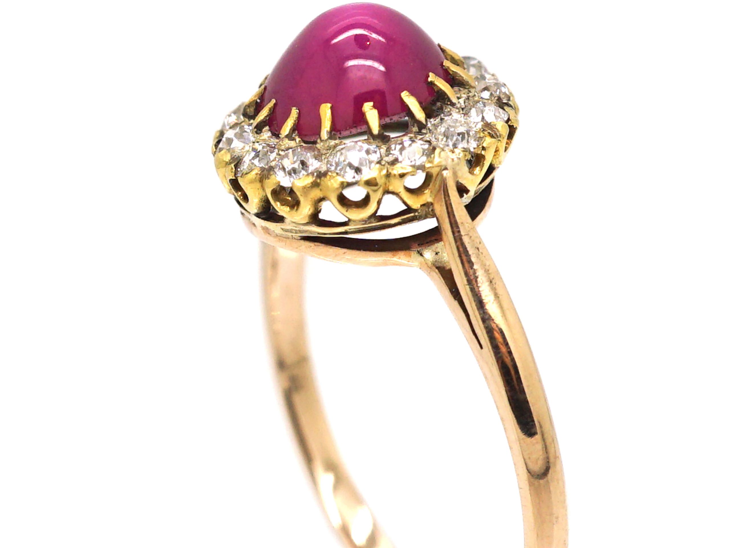Edwardian 18ct Gold, Star Ruby & Diamond Cluster Ring (733W) | The ...