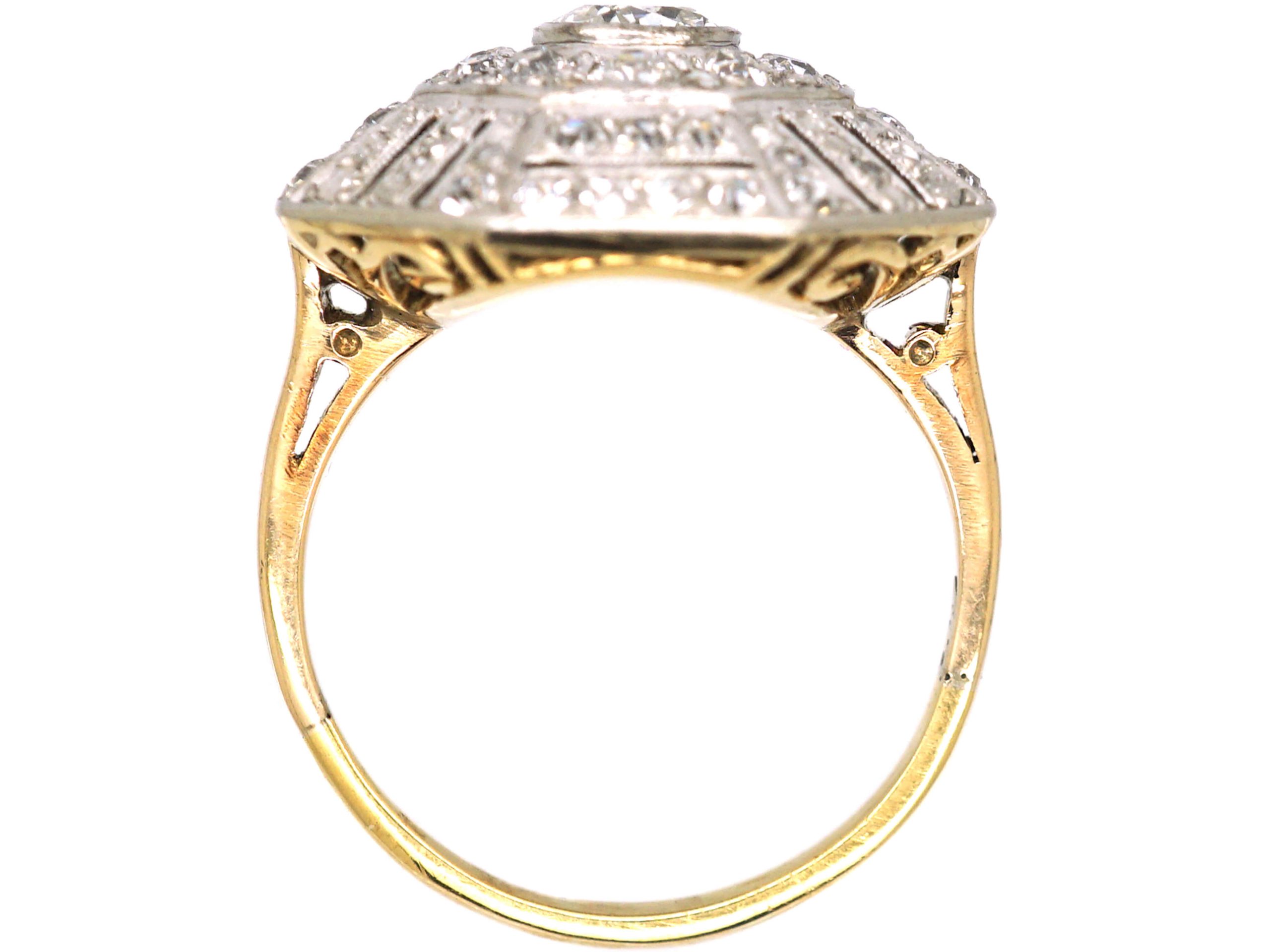 Art Deco 18ct Gold & Platinum Large Octagonal Shaped Ring set with ...
