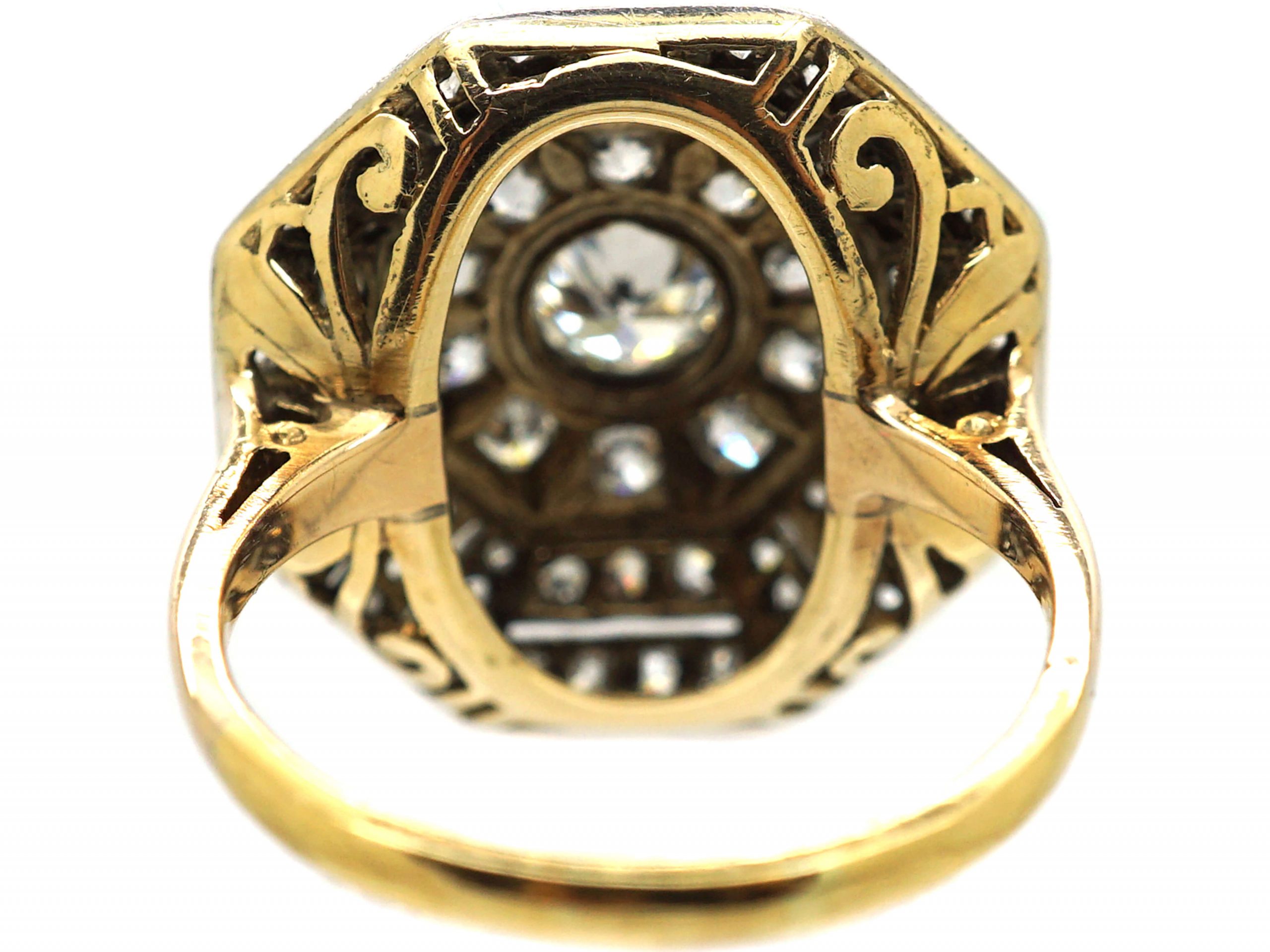 Art Deco 18ct Gold & Platinum Large Octagonal Shaped Ring set with ...