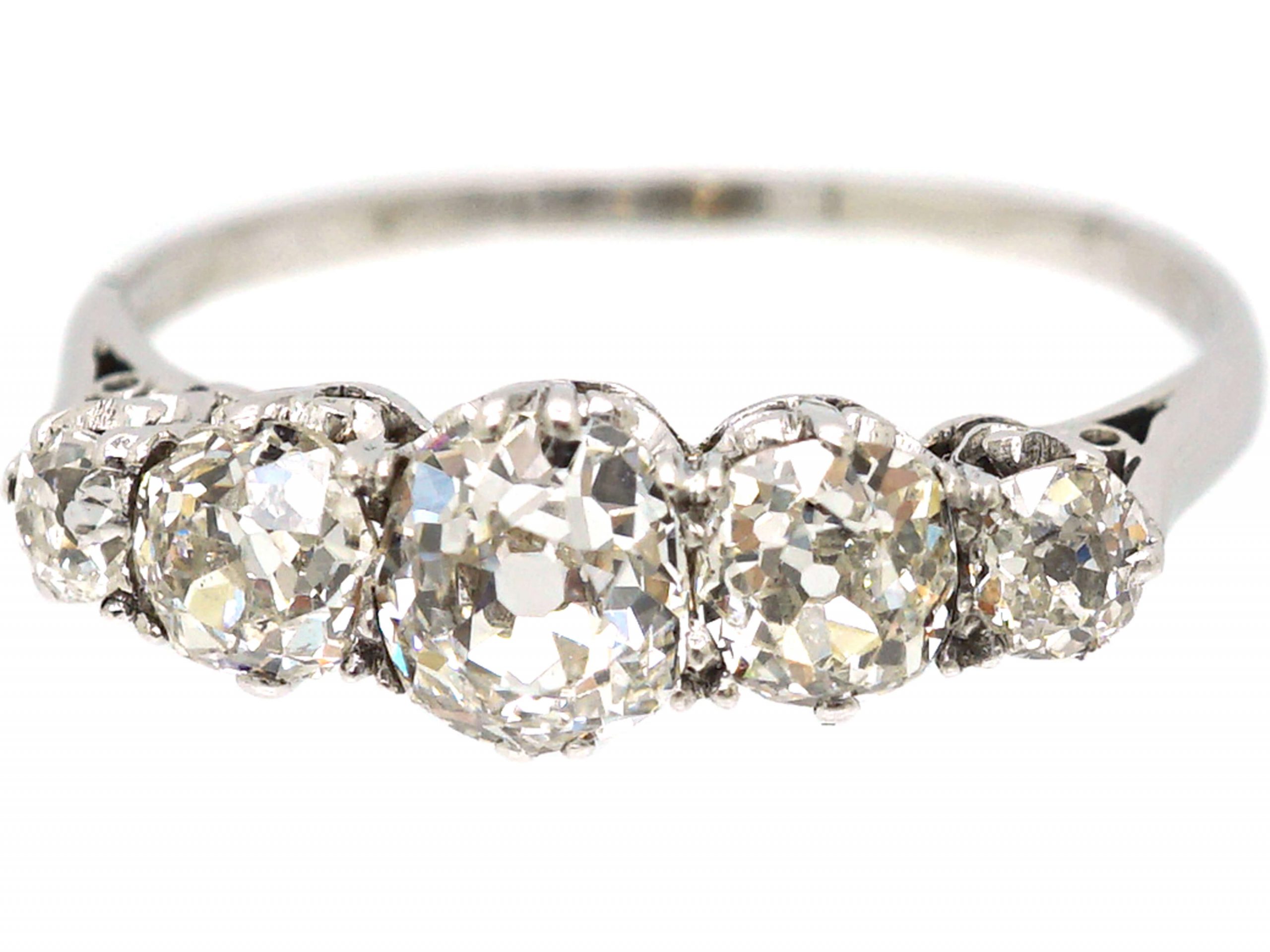 Early 20th Century 18ct White Gold, Five Stone Diamond Ring (565W ...