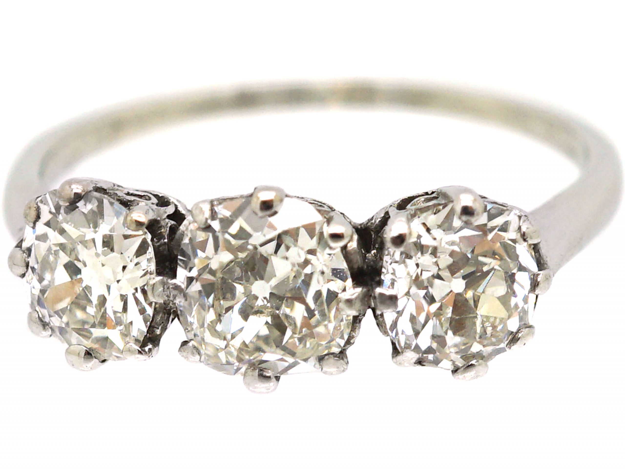 Early 20th Century Platinum, Three Stone Diamond Ring (685W) | The ...