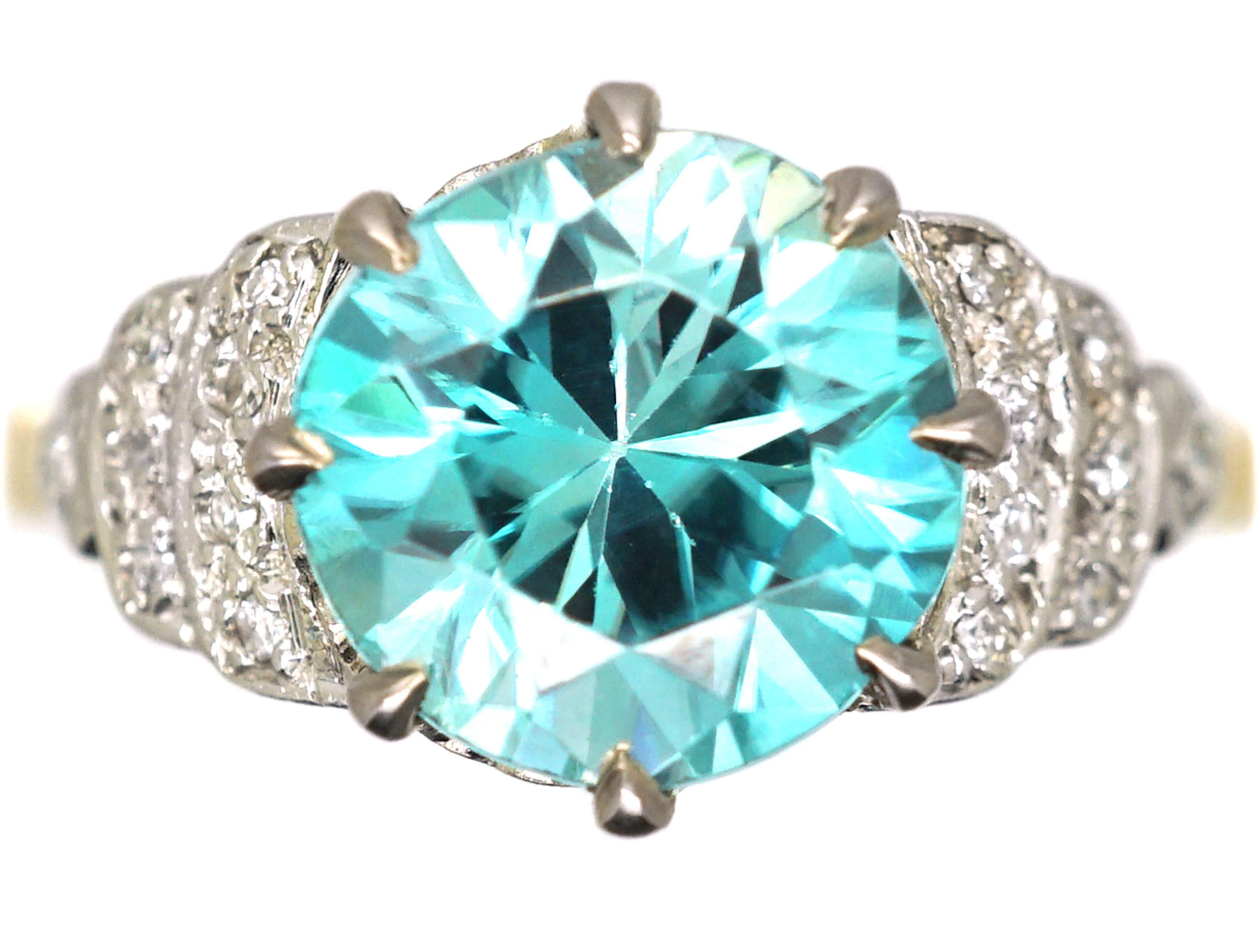 Art Deco 18ct Gold & Platinum, Zircon & Diamond Ring (729W) | The ...