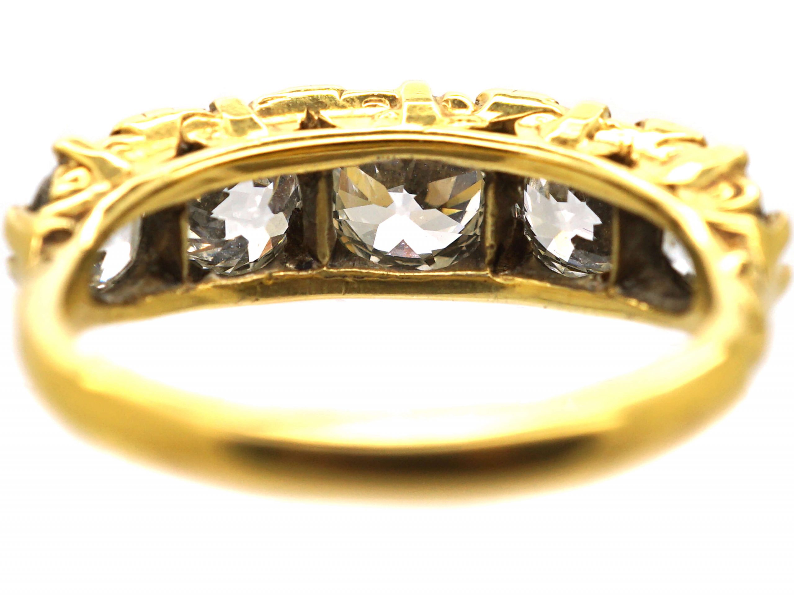 Victorian 18ct Gold, Carved Half Hoop Five Stone Diamond Ring | AJC - AUS