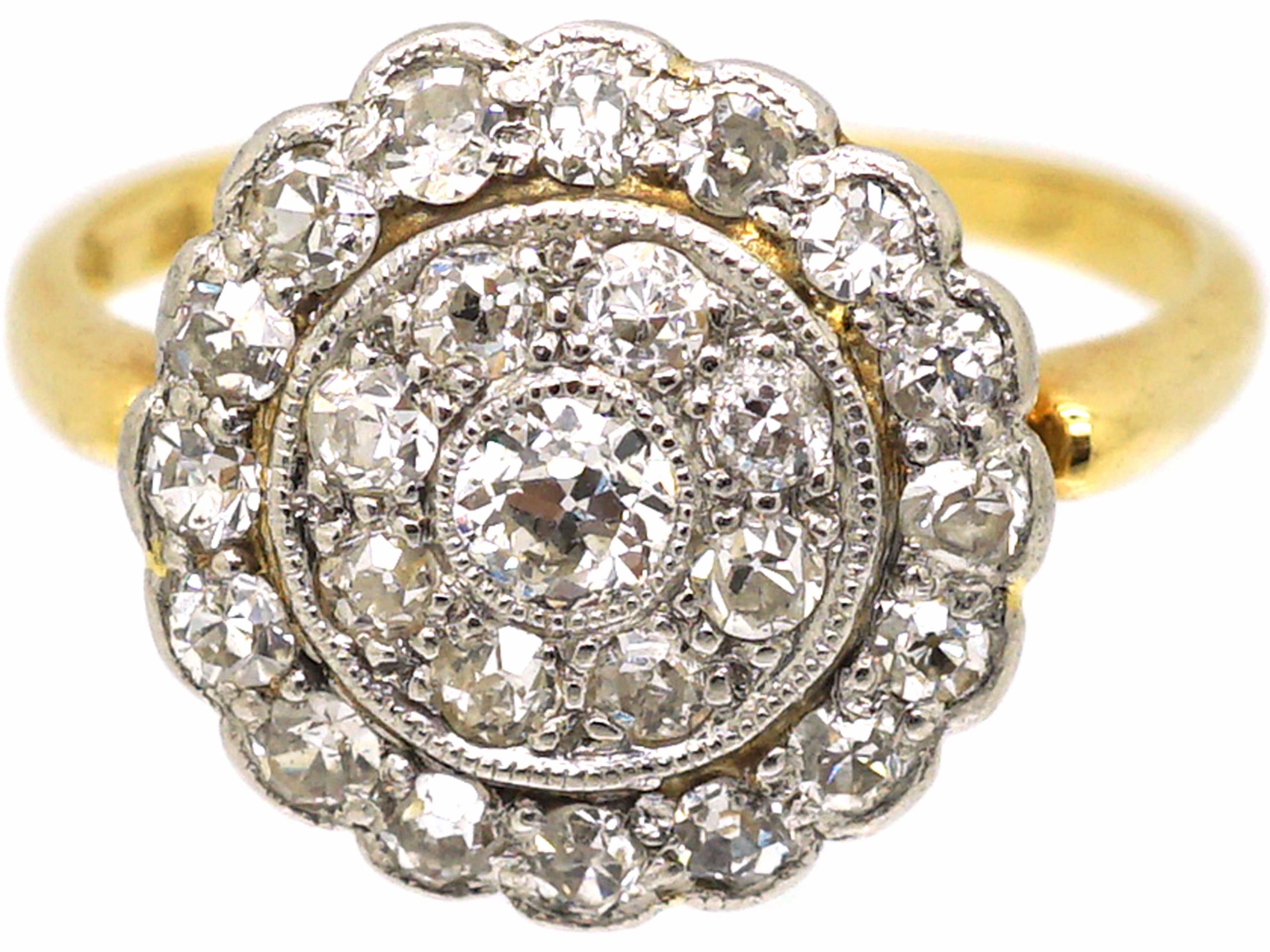 Edwardian 18ct Gold & Platinum, Diamond Cluster Target Ring (577W ...