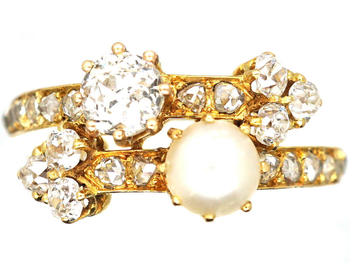 Edwardian 18ct Gold Arrows to Your Heart Ring set with Diamonds & a ...