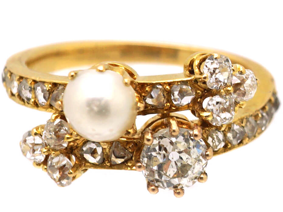 Edwardian 18ct Gold Arrows to Your Heart Ring set with Diamonds & a ...