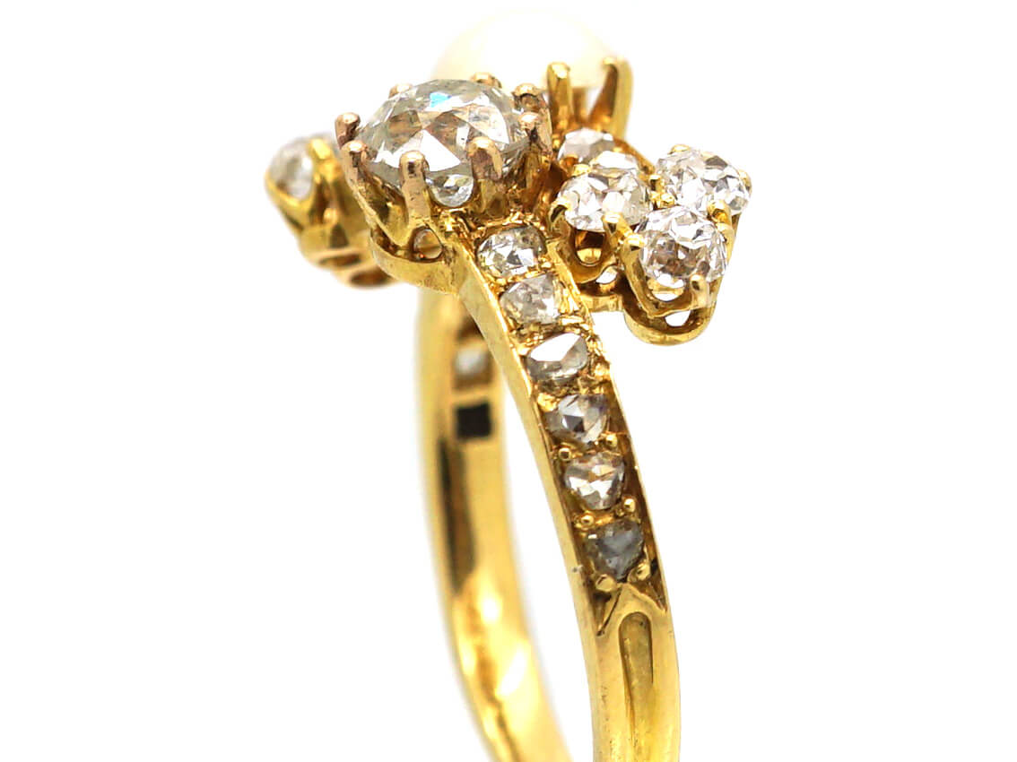 Edwardian 18ct Gold Arrows to Your Heart Ring set with Diamonds & a ...