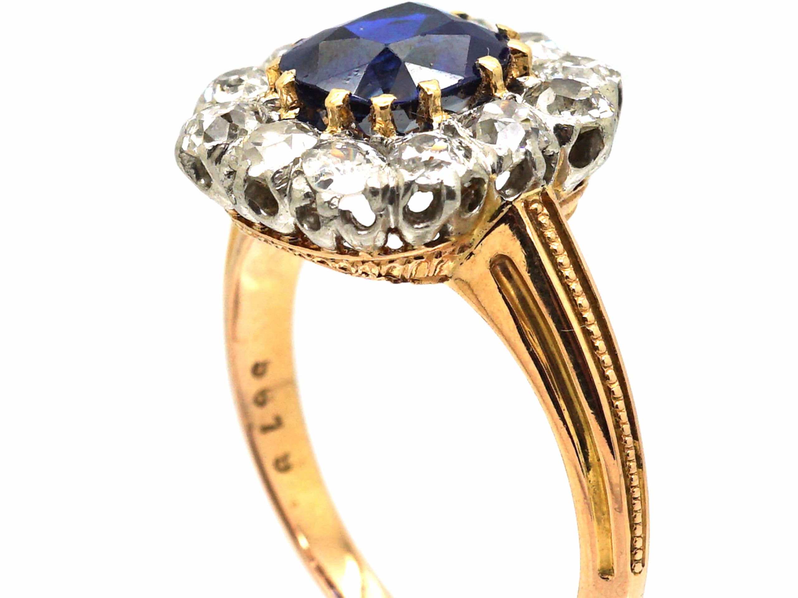 French Belle Epoque 18ct Gold & Platinum, Large Sapphire & Diamond ...