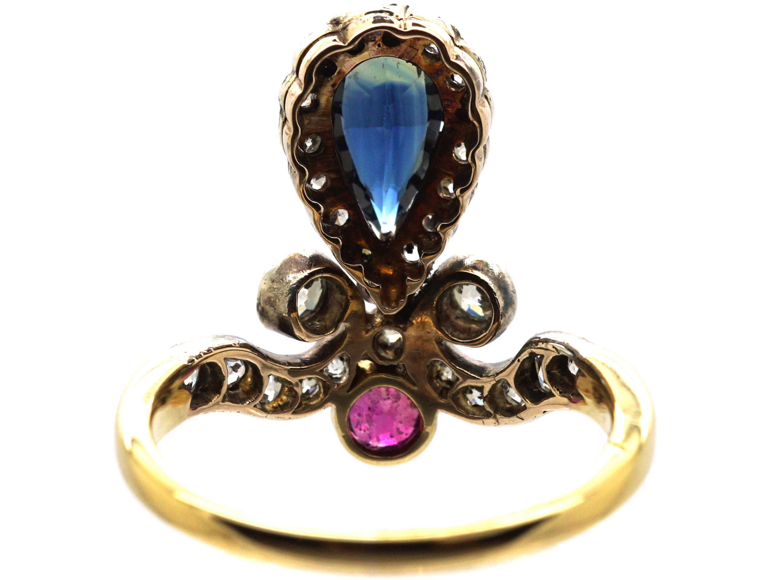 Early 20th Century 18ct Gold Tiara Ring set with a Sapphire, Ruby ...