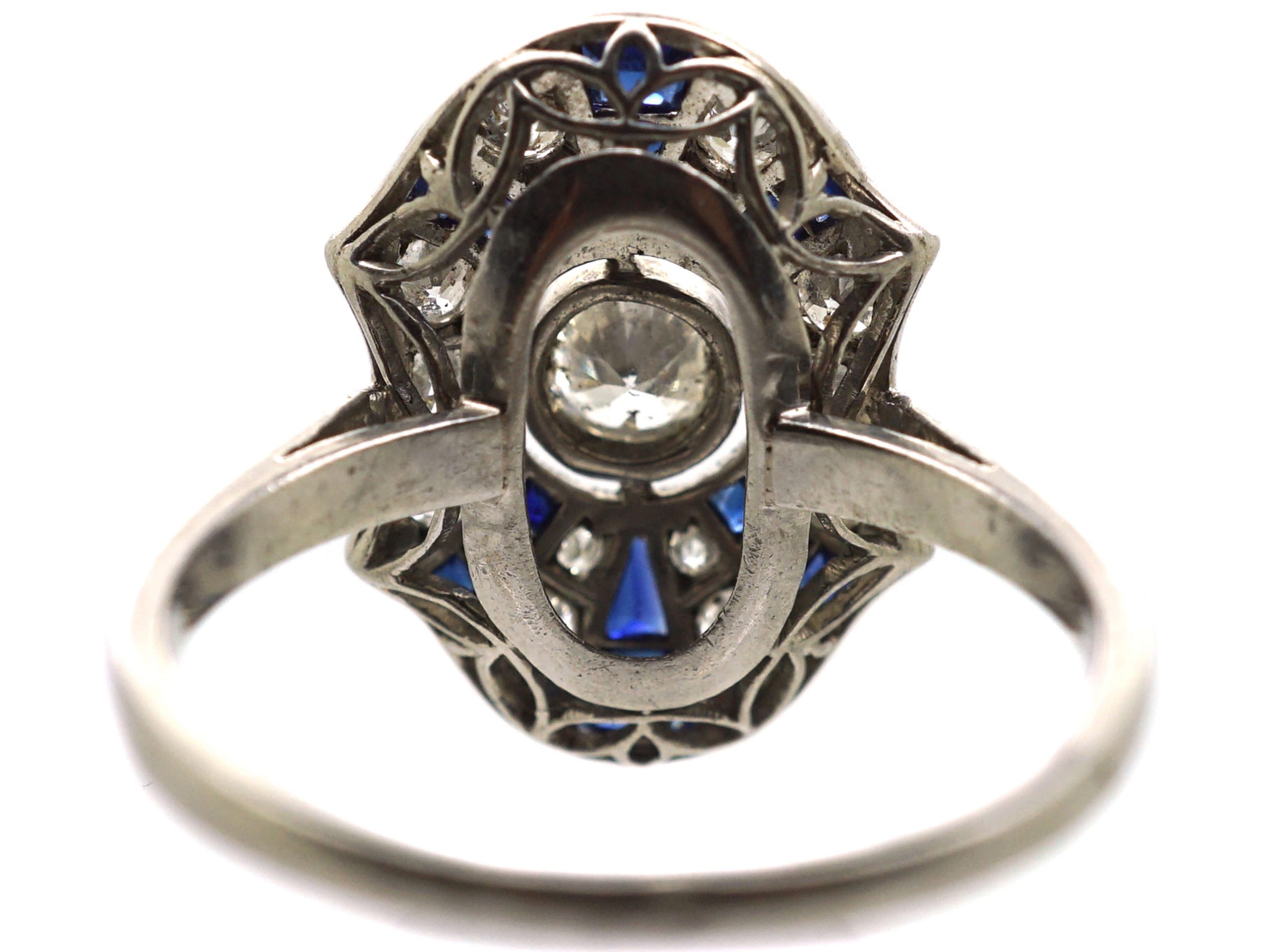 Art Deco Platinum, Sapphire & Diamond Sun Ray Ring (797W) | The Antique ...