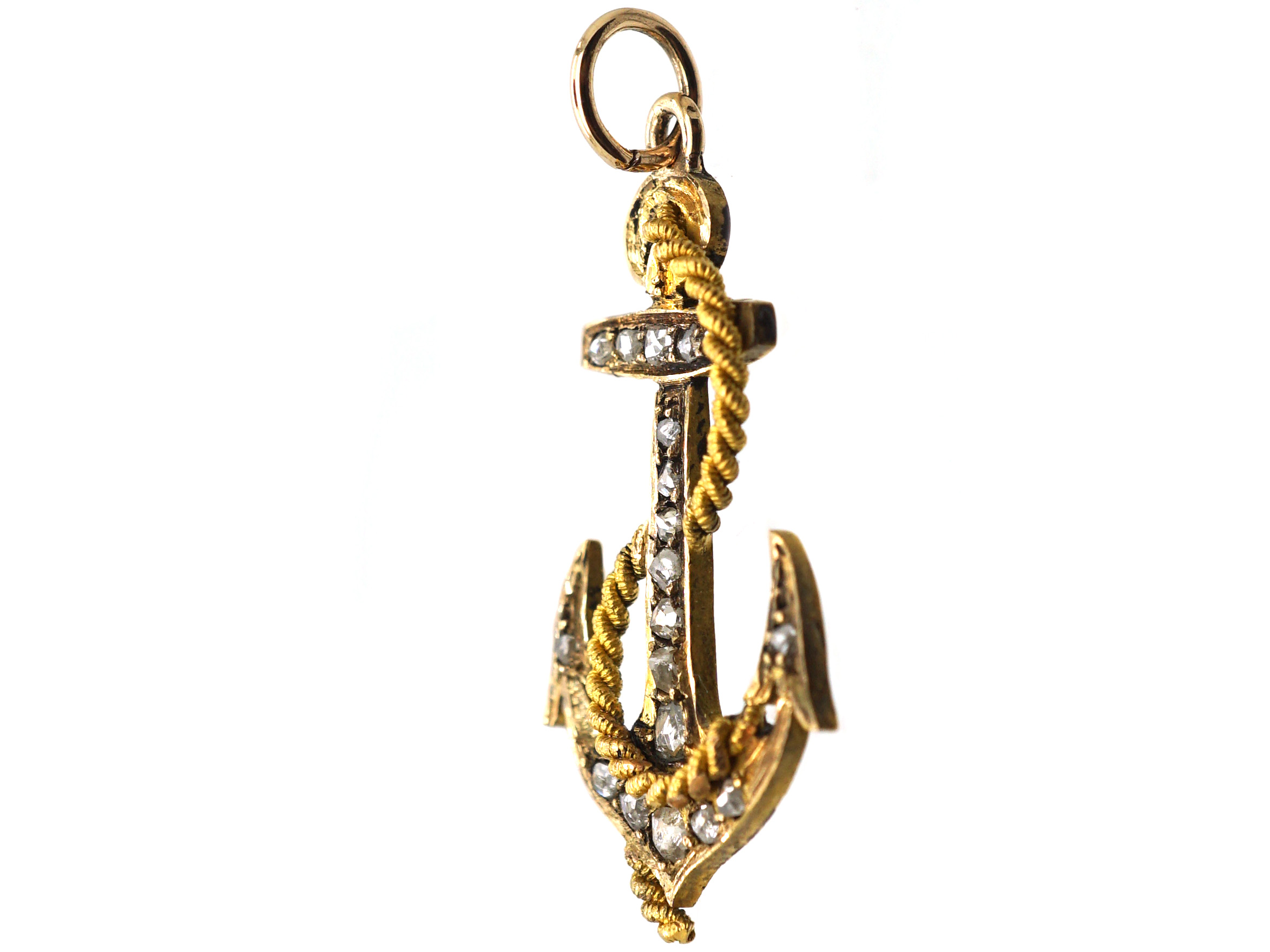 Victorian 15ct Gold Anchor Pendant set with Rose Diamonds (677U) | The ...