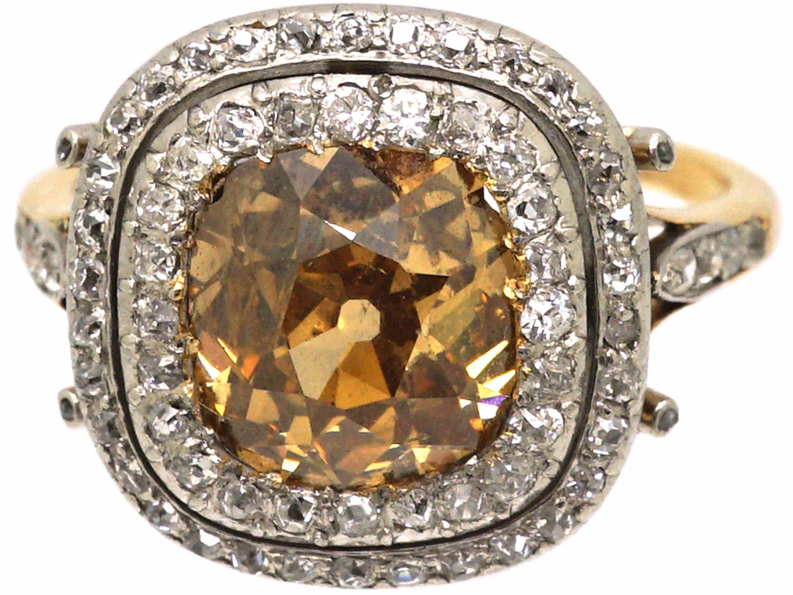 Early 20th Century 18ct Gold & Platinum Ring set with a Fancy Coloured ...