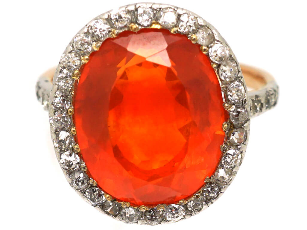 Early 20th Century 18ct Gold & Platinum, French Import Large Fire Opal ...