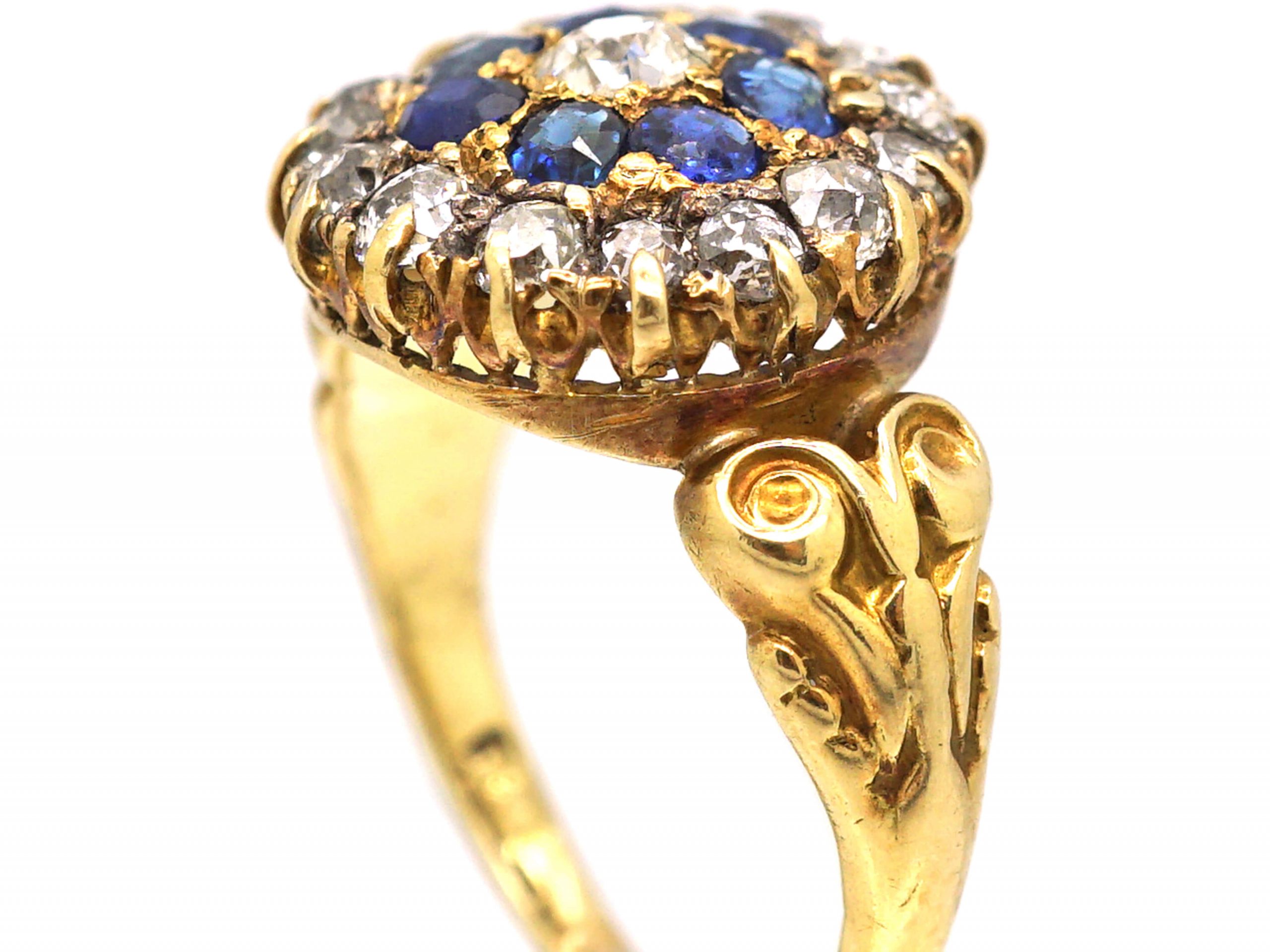 Edwardian 18ct Gold Cluster Ring set with Sapphires & Diamonds with ...