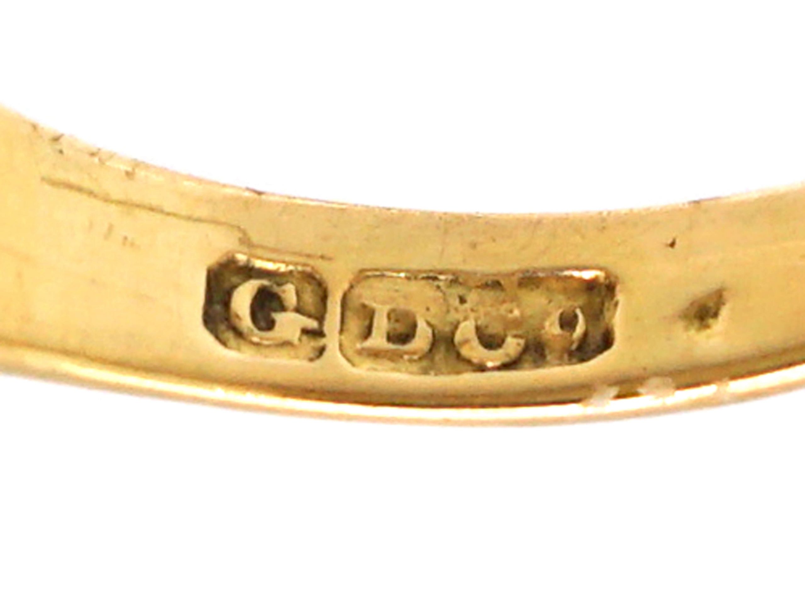 Edwardian 18ct Gold Five Stone Cabochon Opal Ring with Diamond Points ...