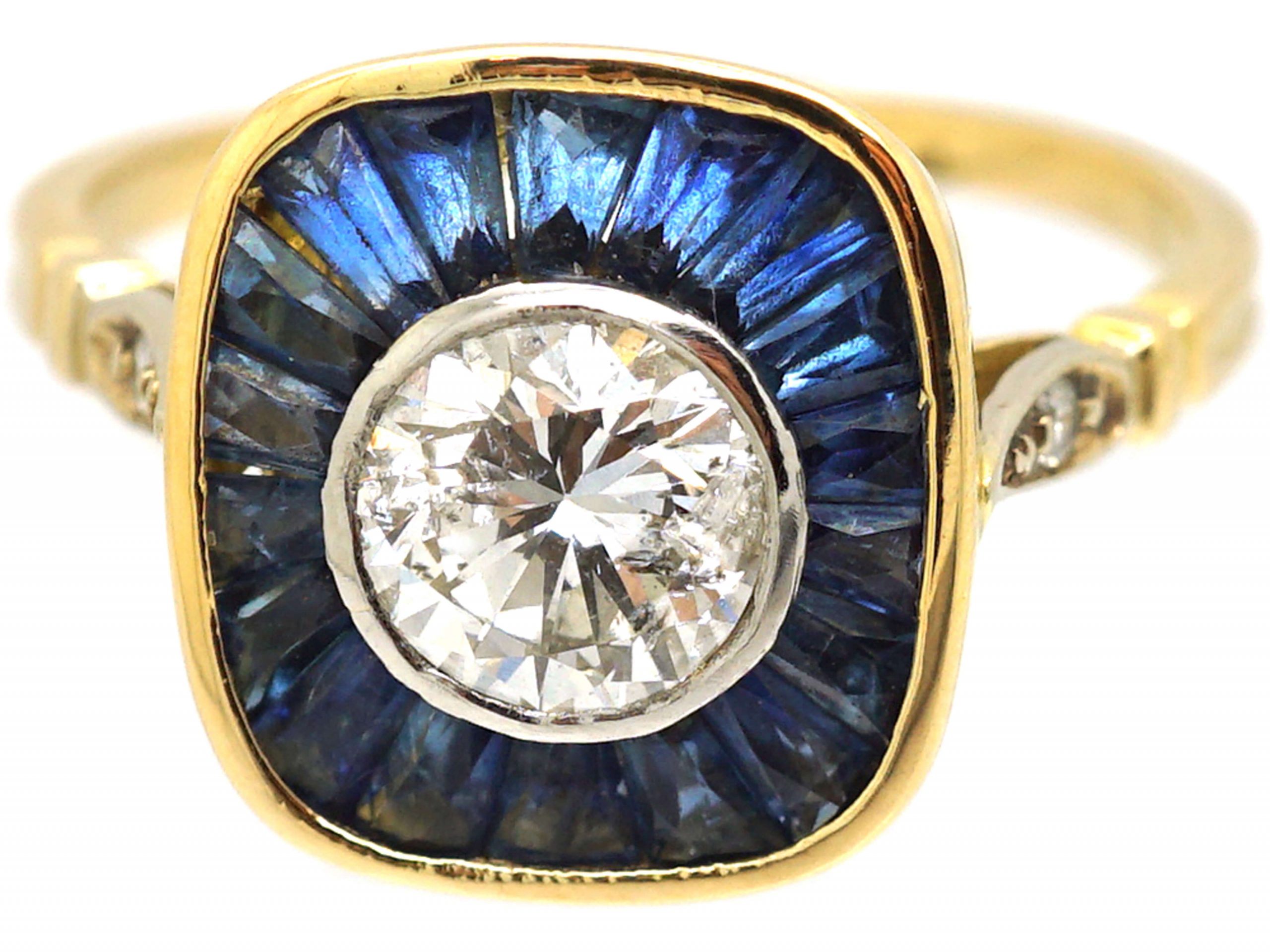 French Early 20th Century 18ct Gold & Platinum, Diamond & Sapphire ...