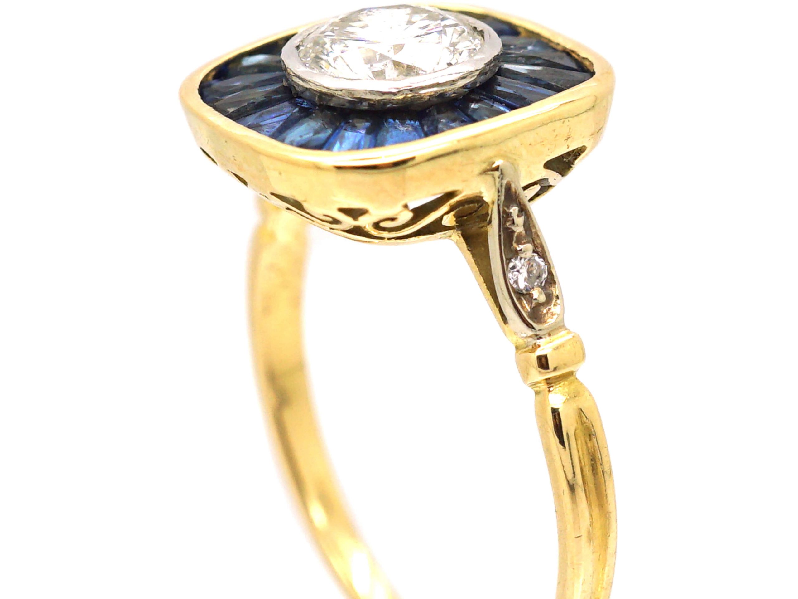 French Early 20th Century 18ct Gold & Platinum, Diamond & Sapphire ...
