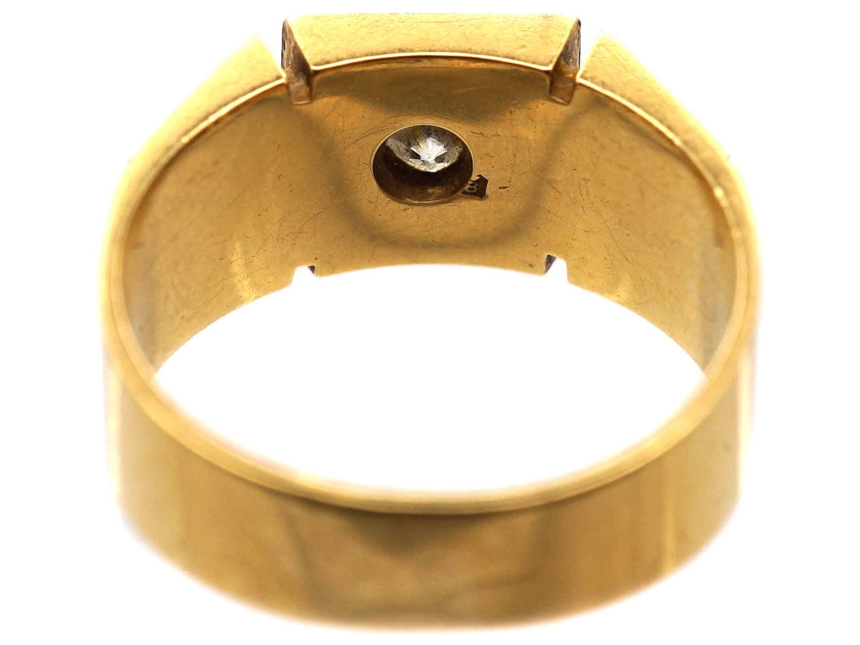 Art Deco 18ct Gold & Platinum Square Top Ring set with a Diamond (843W ...