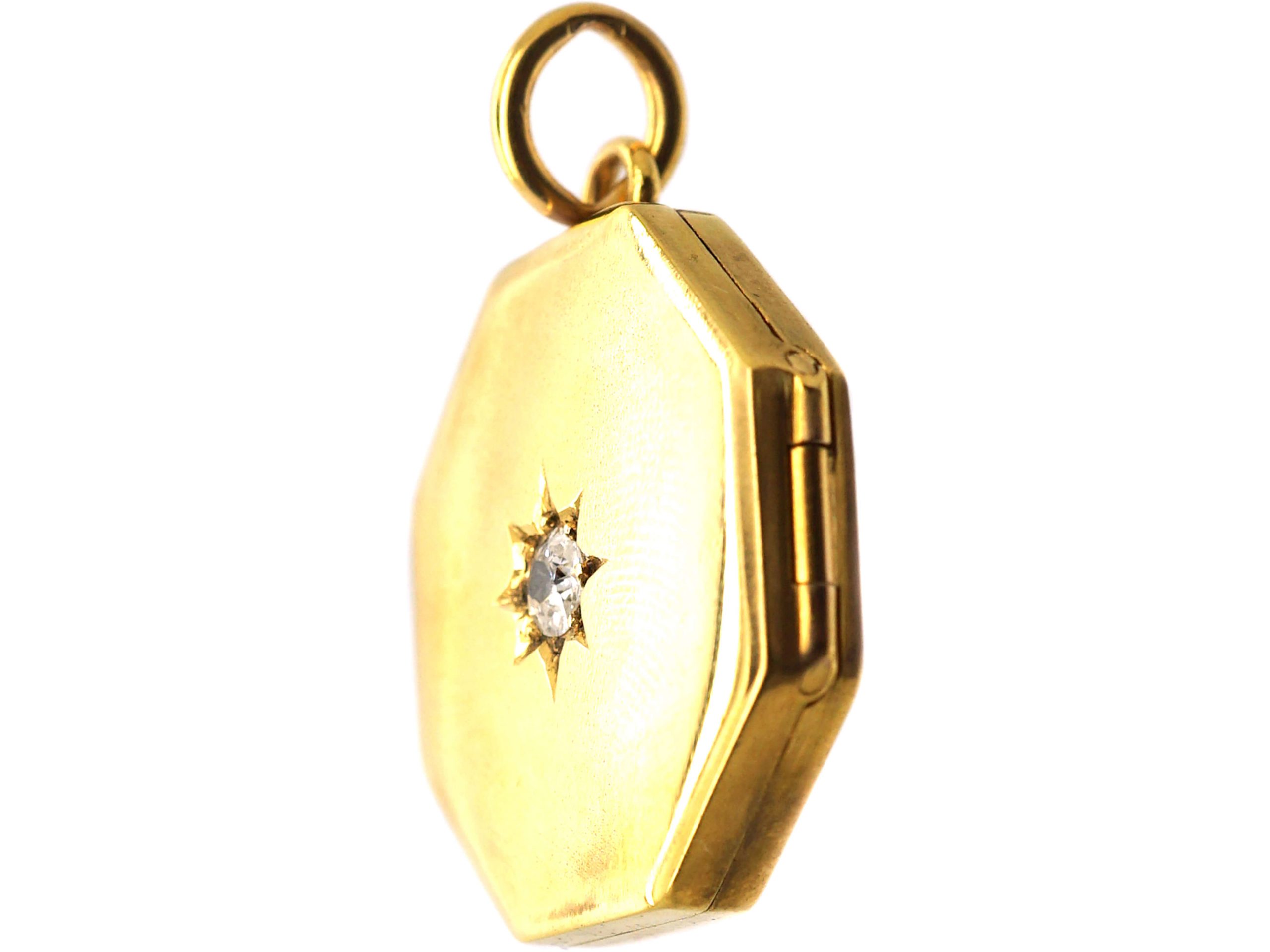 Edwardian 18ct Gold Octagonal Locket set with a Diamond (829W) | The ...