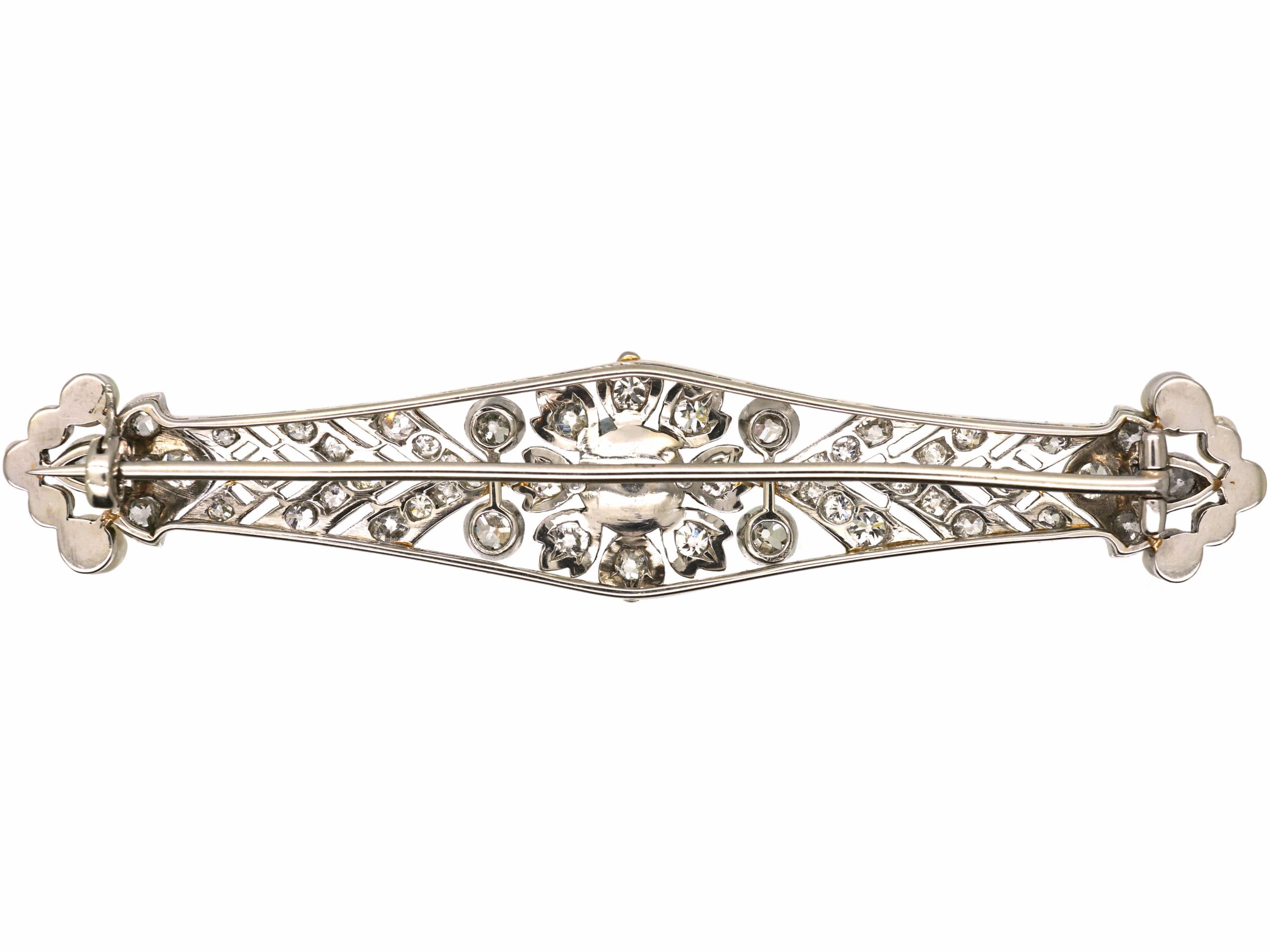 Early 20th Century 18ct White Gold, Diamond & Natural Pearl Brooch by ...