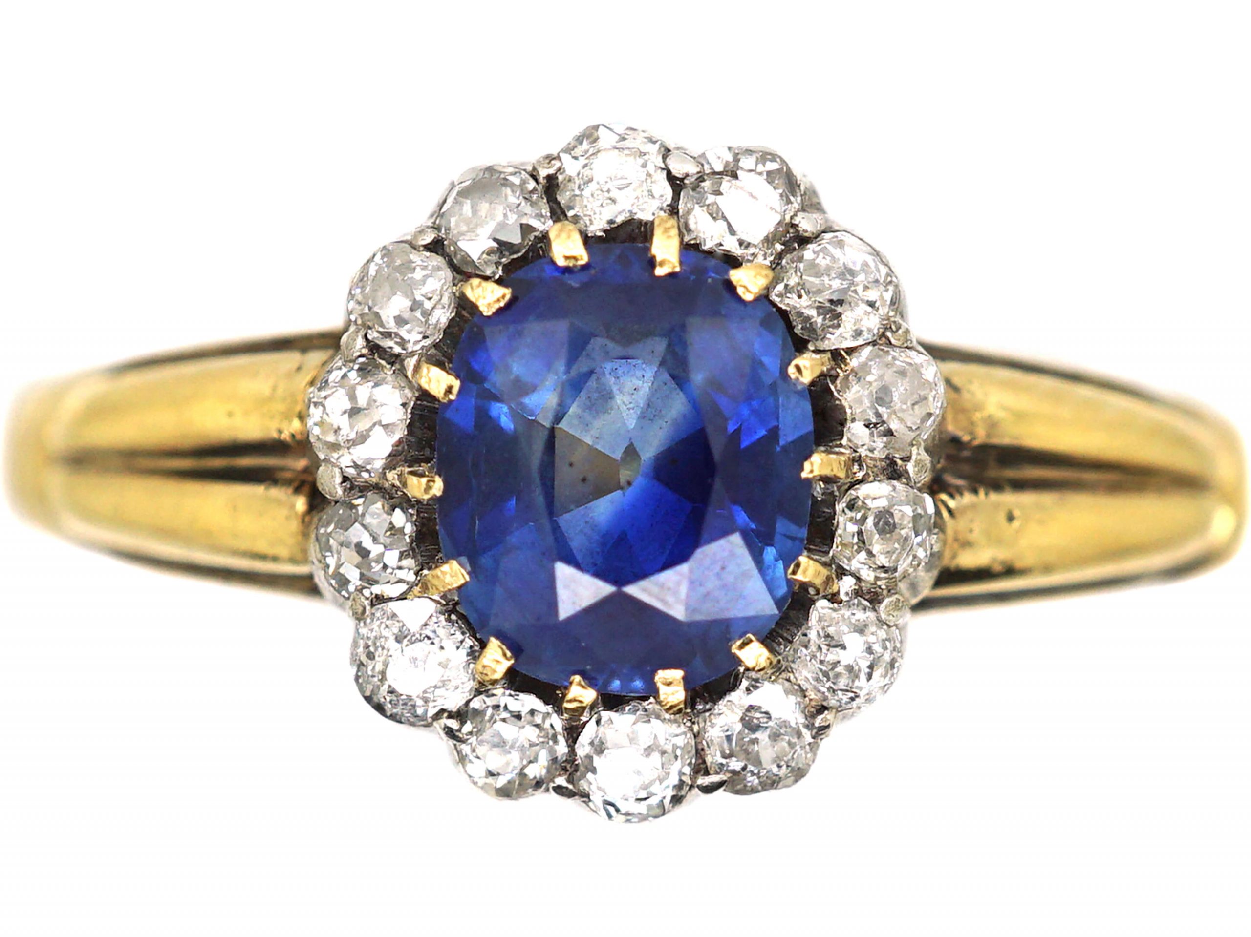 Edwardian 18ct Gold, Sapphire & Diamond Cluster Ring (899W) | The ...