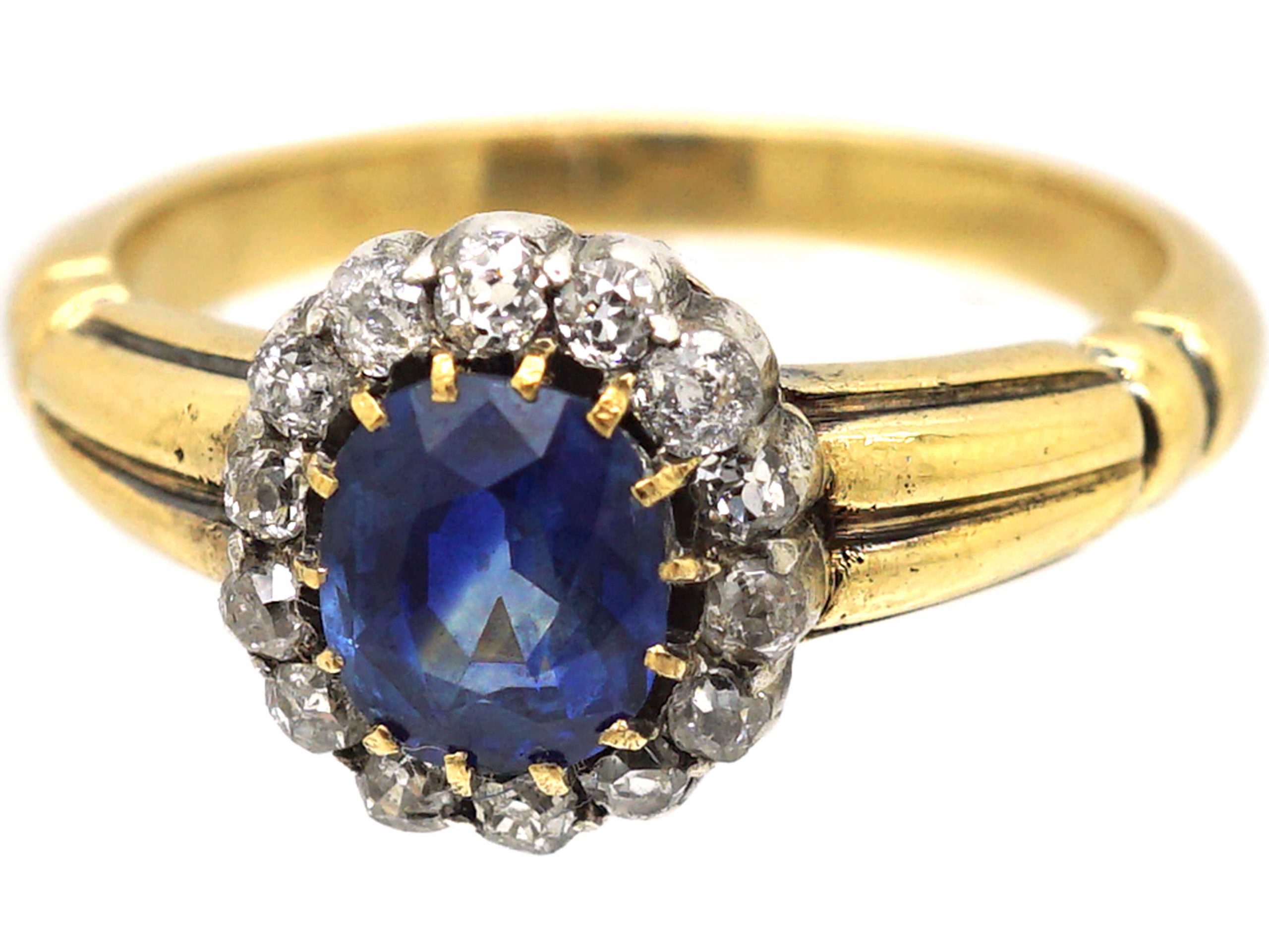 Edwardian 18ct Gold, Sapphire & Diamond Cluster Ring (899W) | The ...