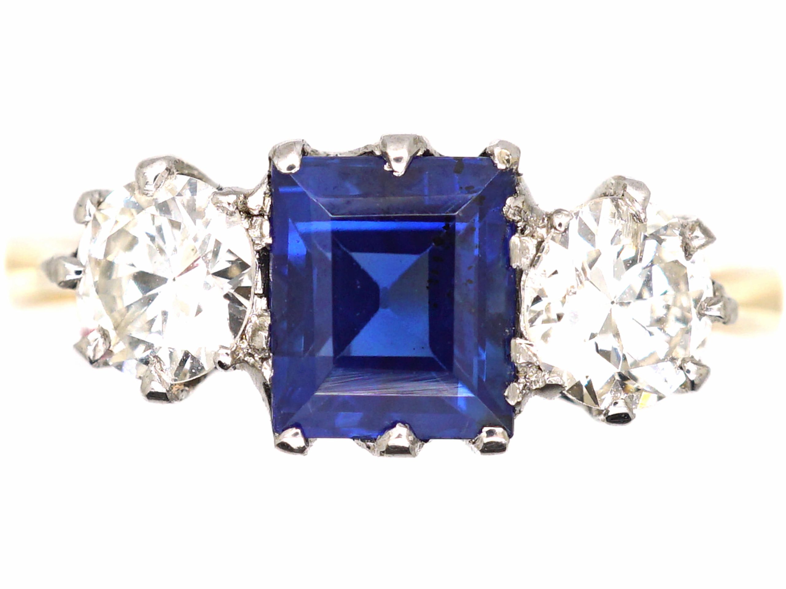 Early 20th Century 18ct Gold & Platinum, Sapphire & Diamond Three Stone ...