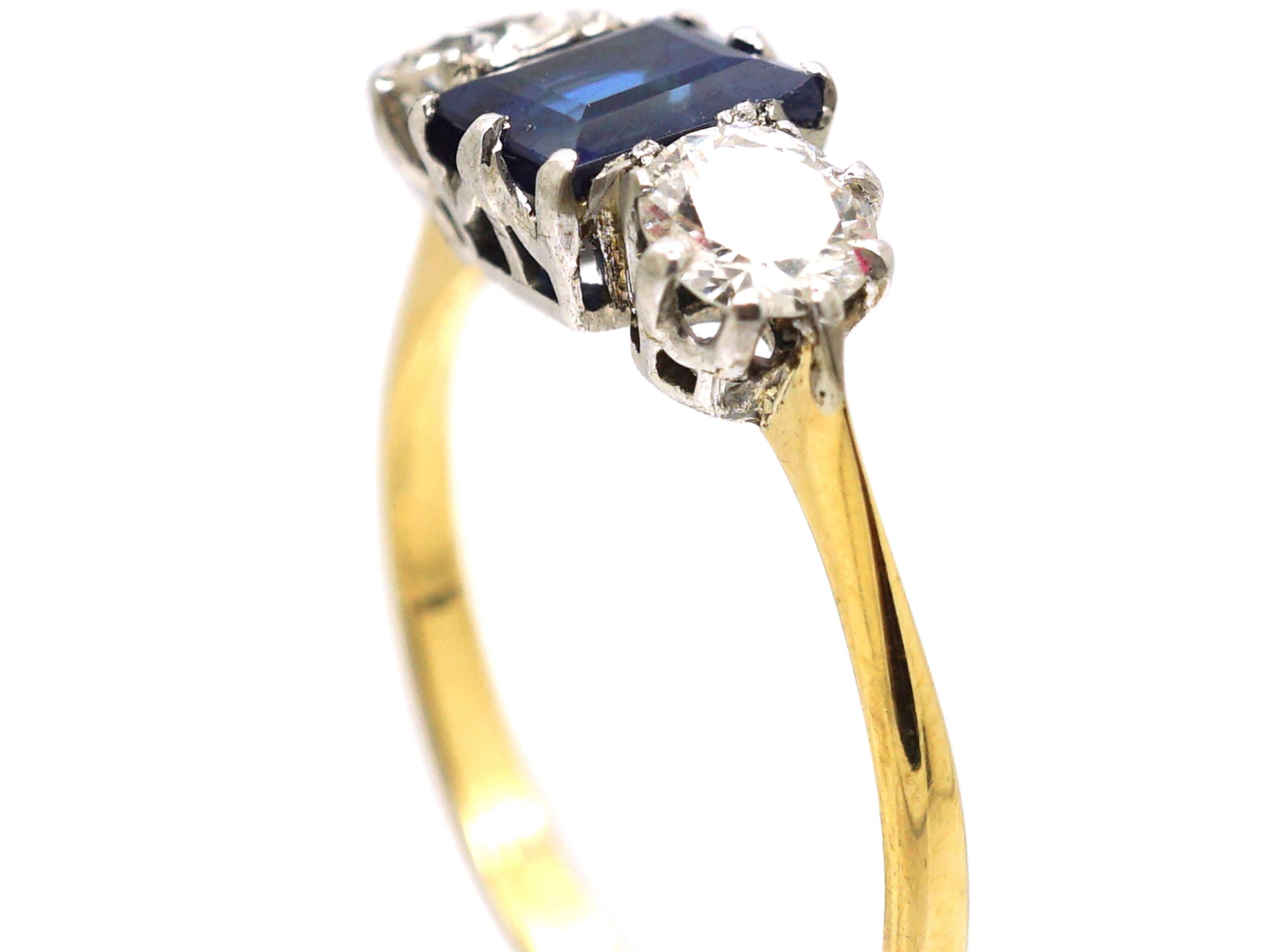 Early 20th Century 18ct Gold & Platinum, Sapphire & Diamond Three Stone ...