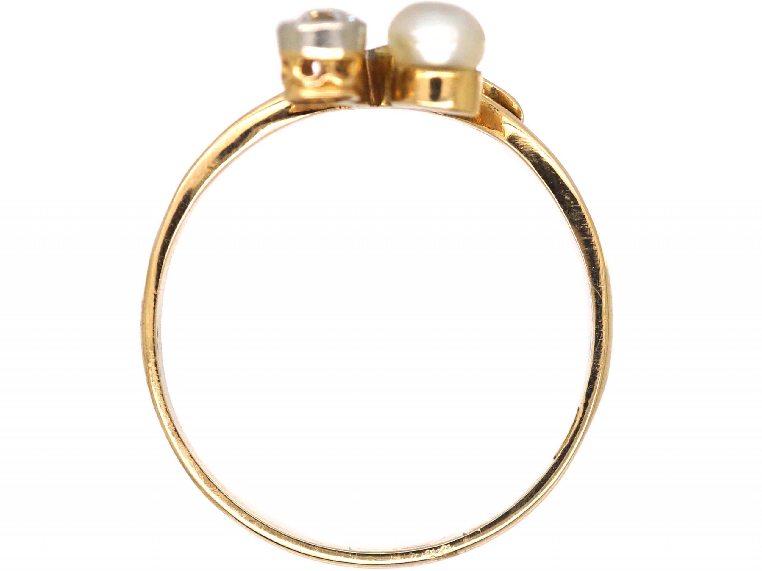 Art Nouveau 18ct Gold & Platinum Flower Sprig Ring set with Diamonds ...