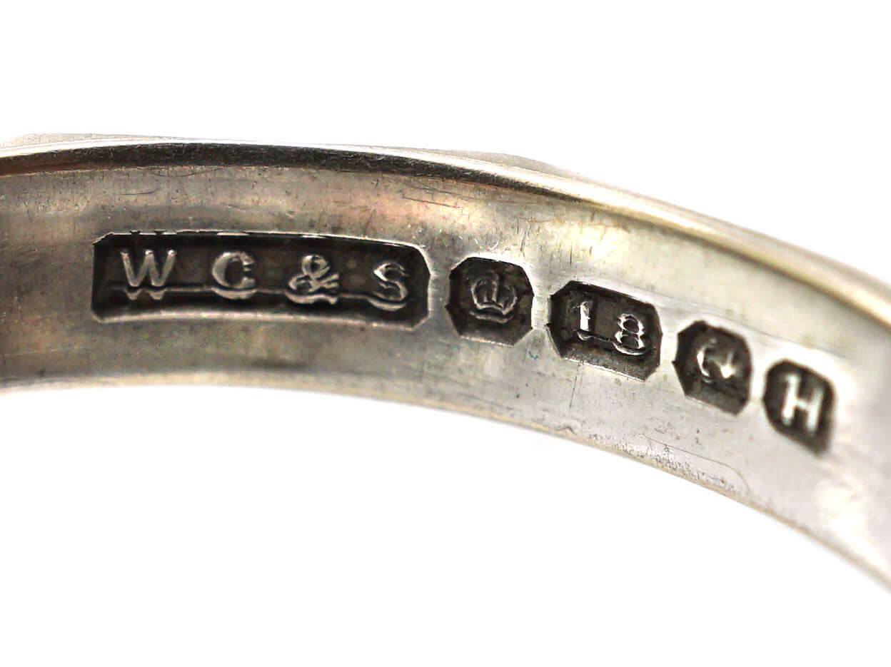 Art Deco 18ct White Gold Wedding Ring with Zig Zag Engraving (937W ...