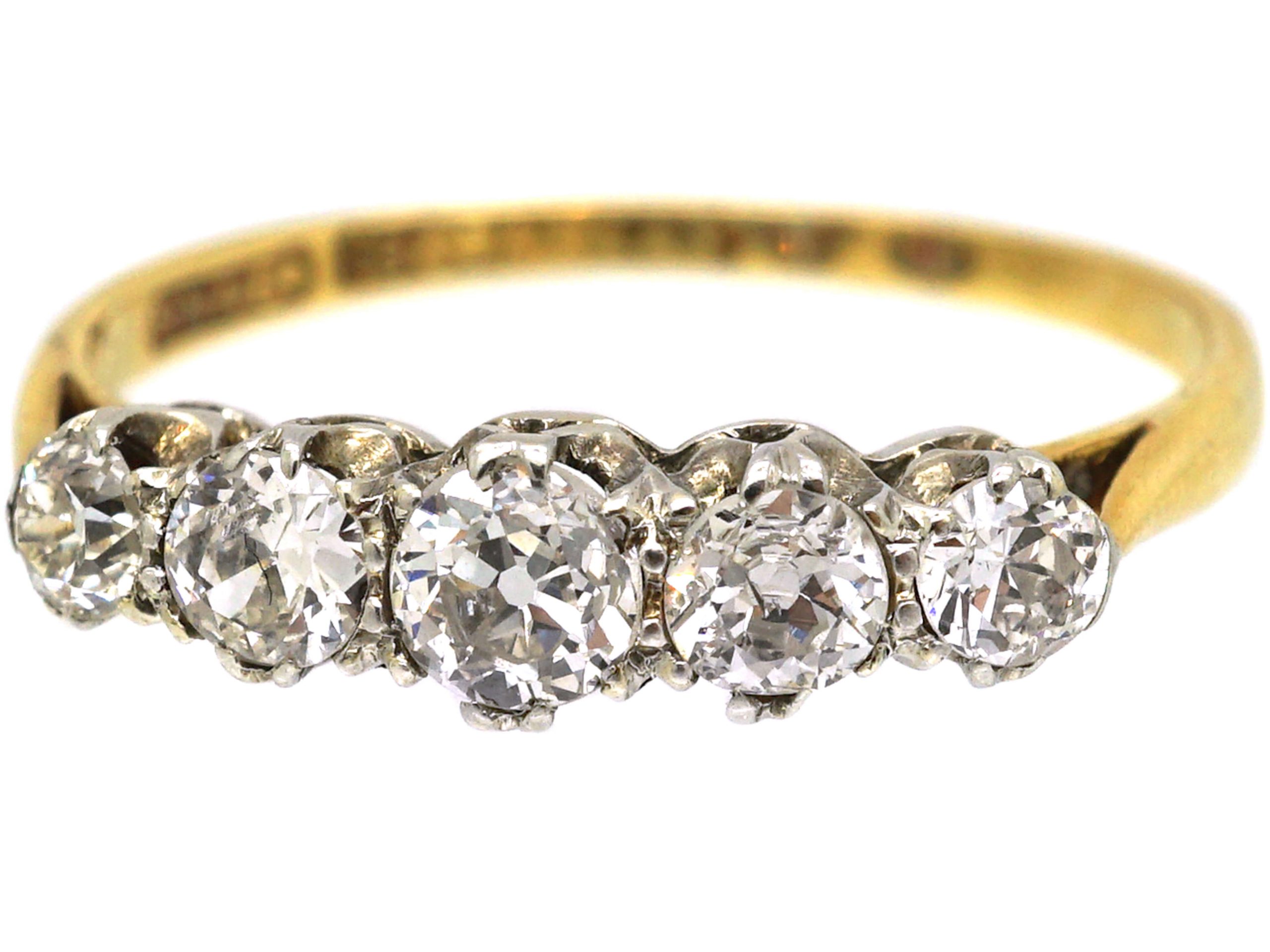 Early 20th Century 18ct Gold & Platinum, Five Stone Diamond Ring (918W ...