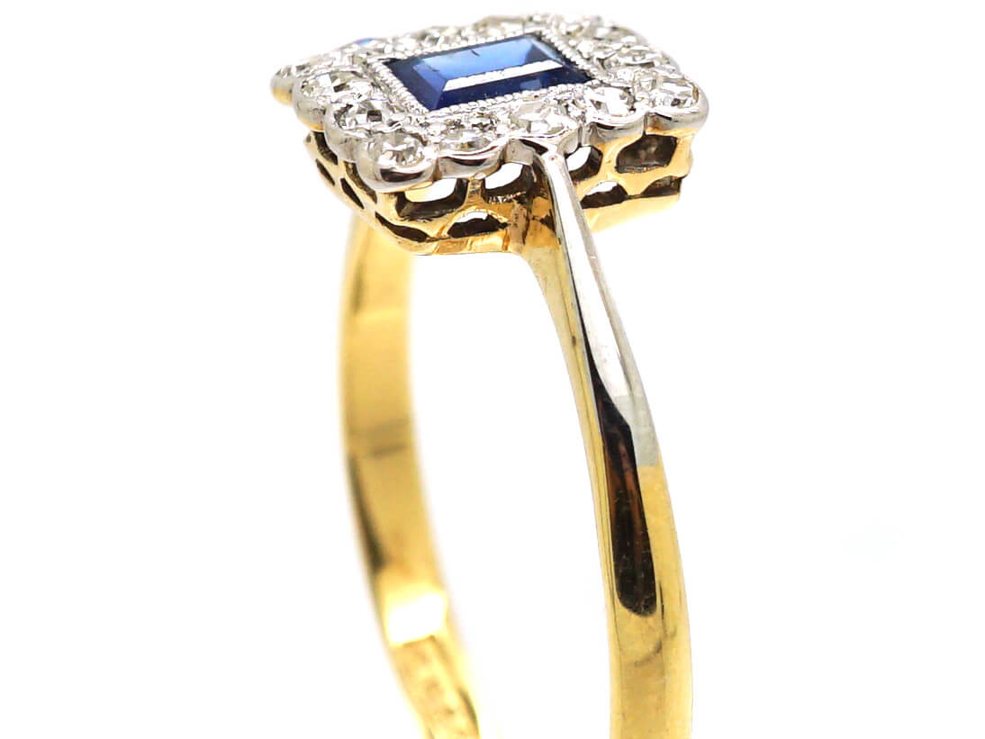 Edwardian 18ct & Platinum, Sapphire & Diamond Rectangular Ring (492W ...