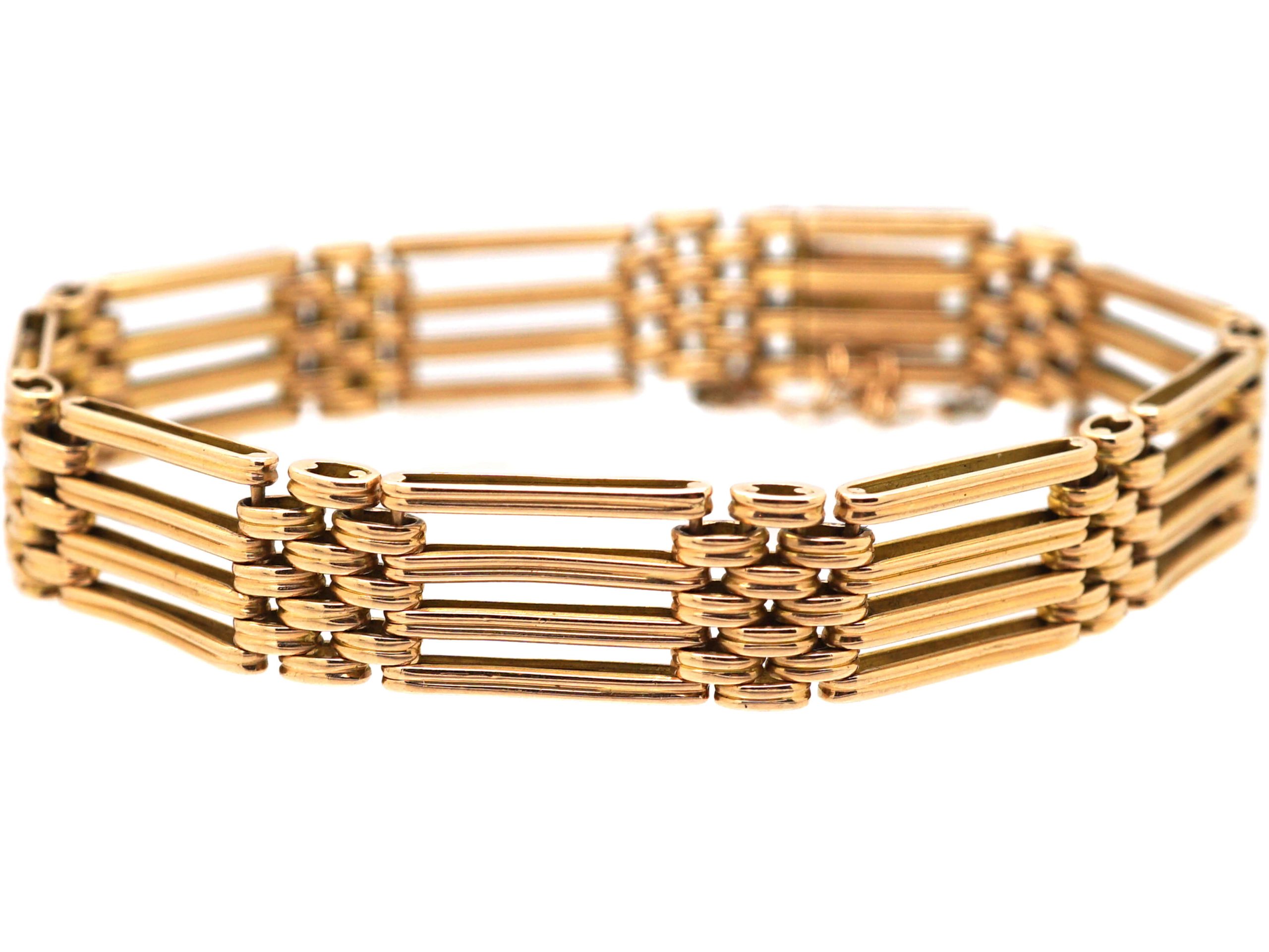 Edwardian 15ct Gold Gate Bracelet (692W) | The Antique Jewellery Company