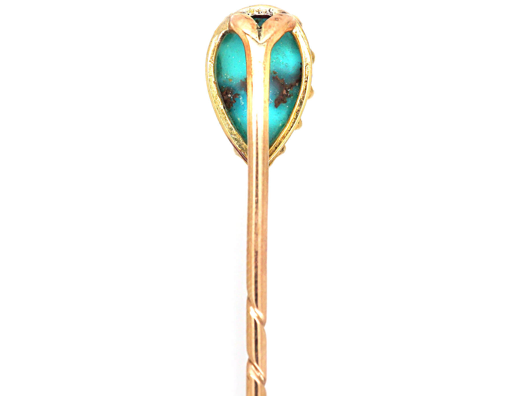 Edwardian 15ct Gold Tie Pin set with a Pear Shaped Turquoise (583W ...
