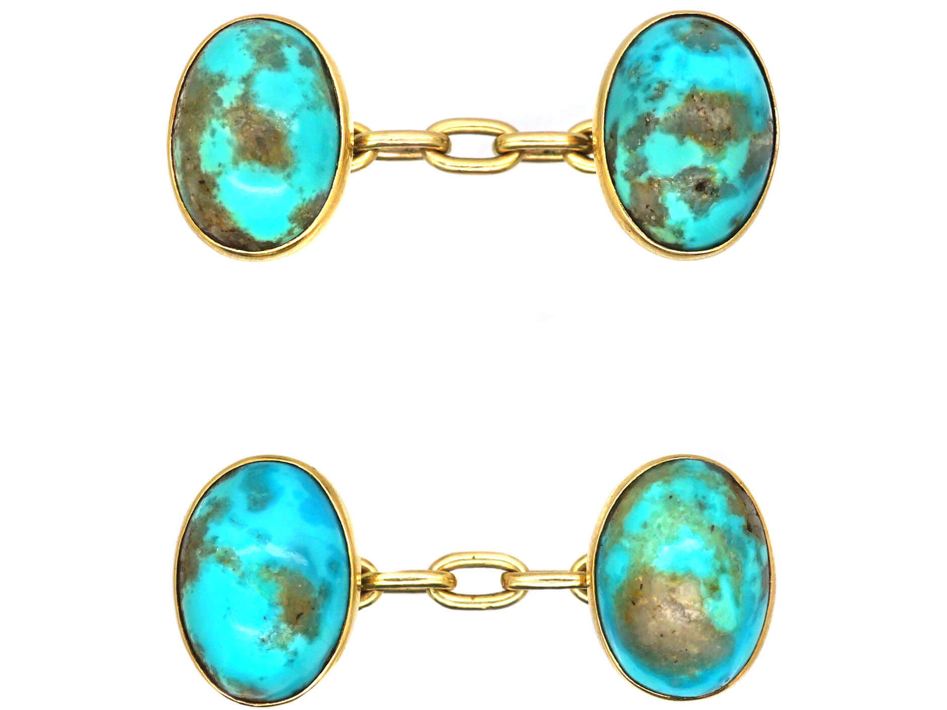 Edwardian 15ct Gold & Turquoise Matrix Cufflinks (167W) | The Antique ...