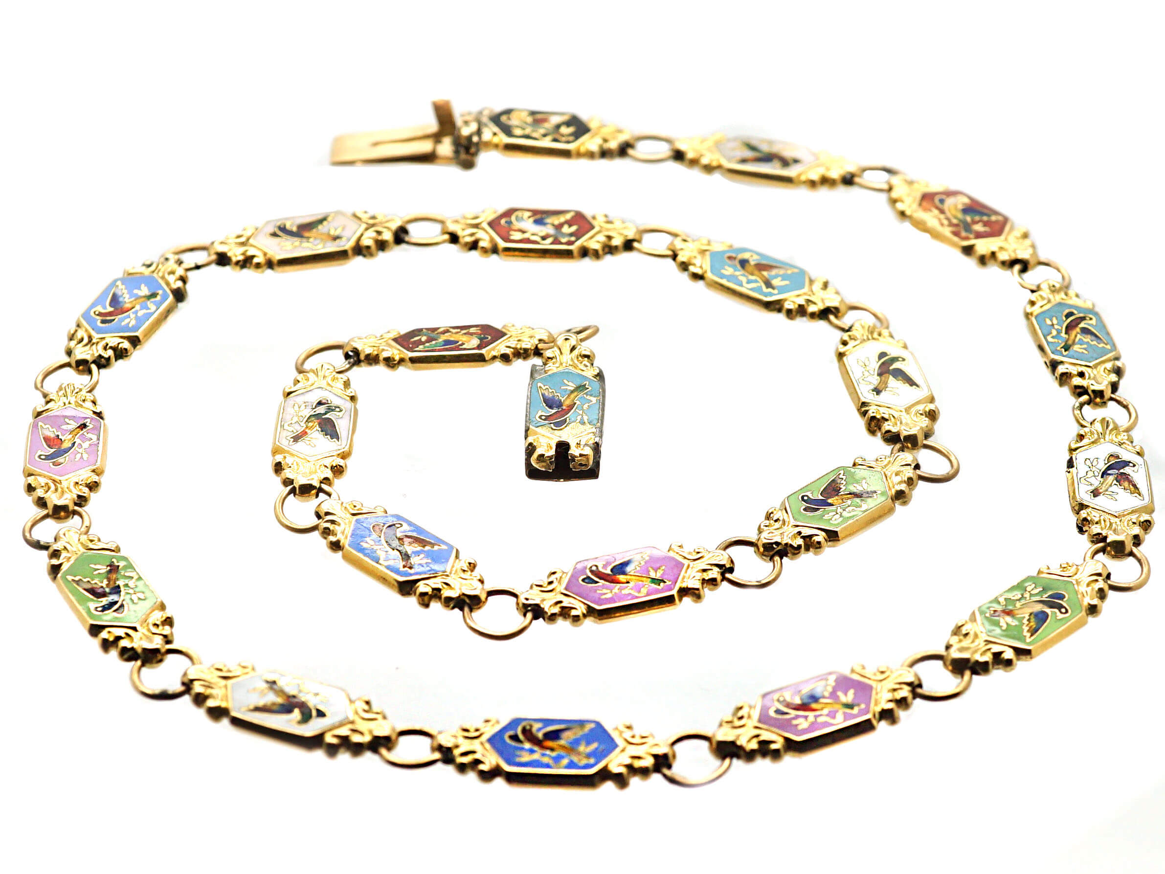 Early 19th Century 15ct Gold & Swiss Enamel Double Sided Necklace with ...