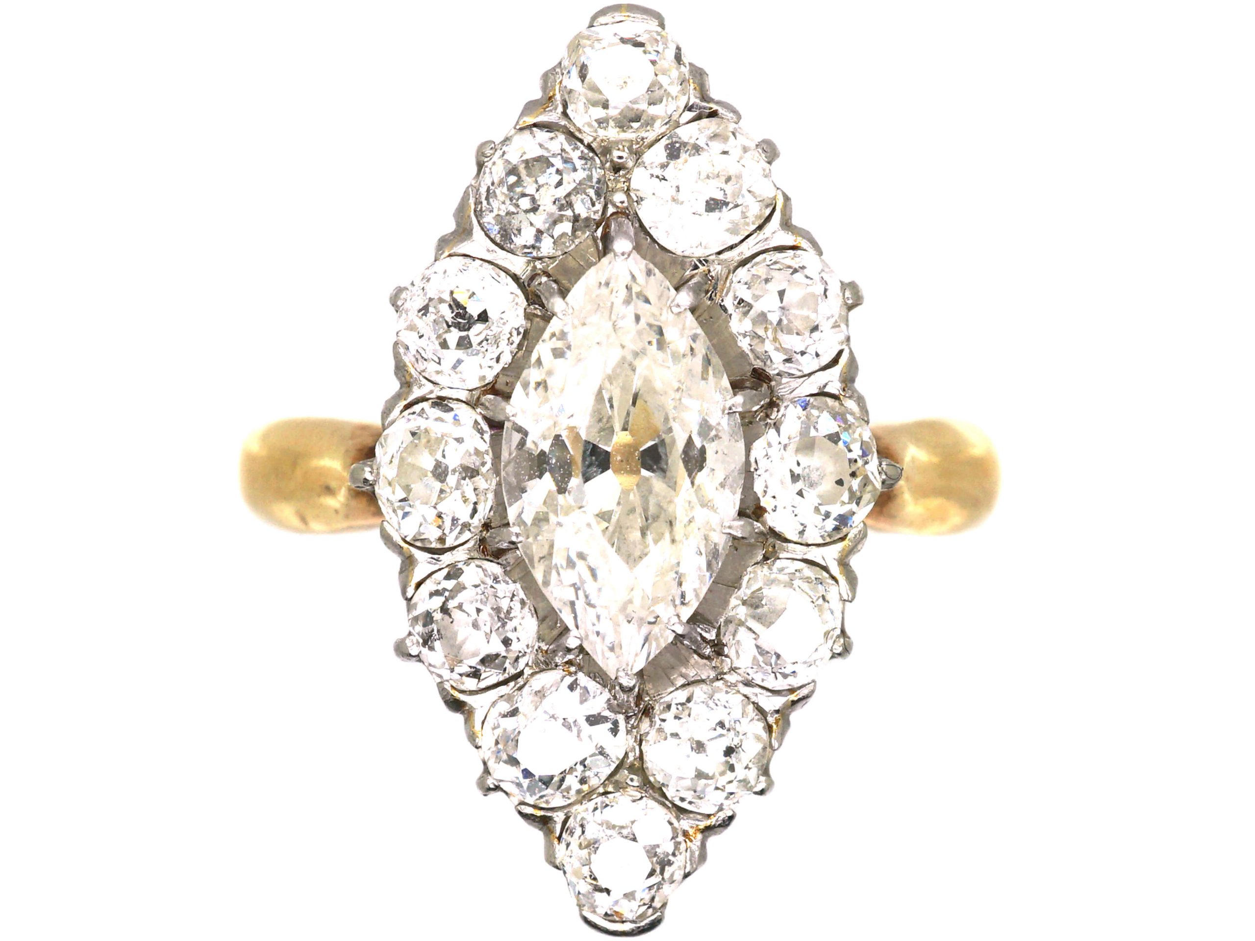 Victorian 18ct Gold Marquise Shaped Diamond Ring set with a Large Marquise Diamond (905W) | The ...
