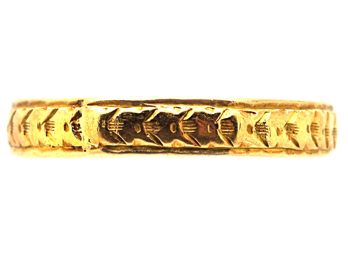 Victorian 18ct Gold Wedding Ring with Laurel Leaf Motif (698W) | The ...
