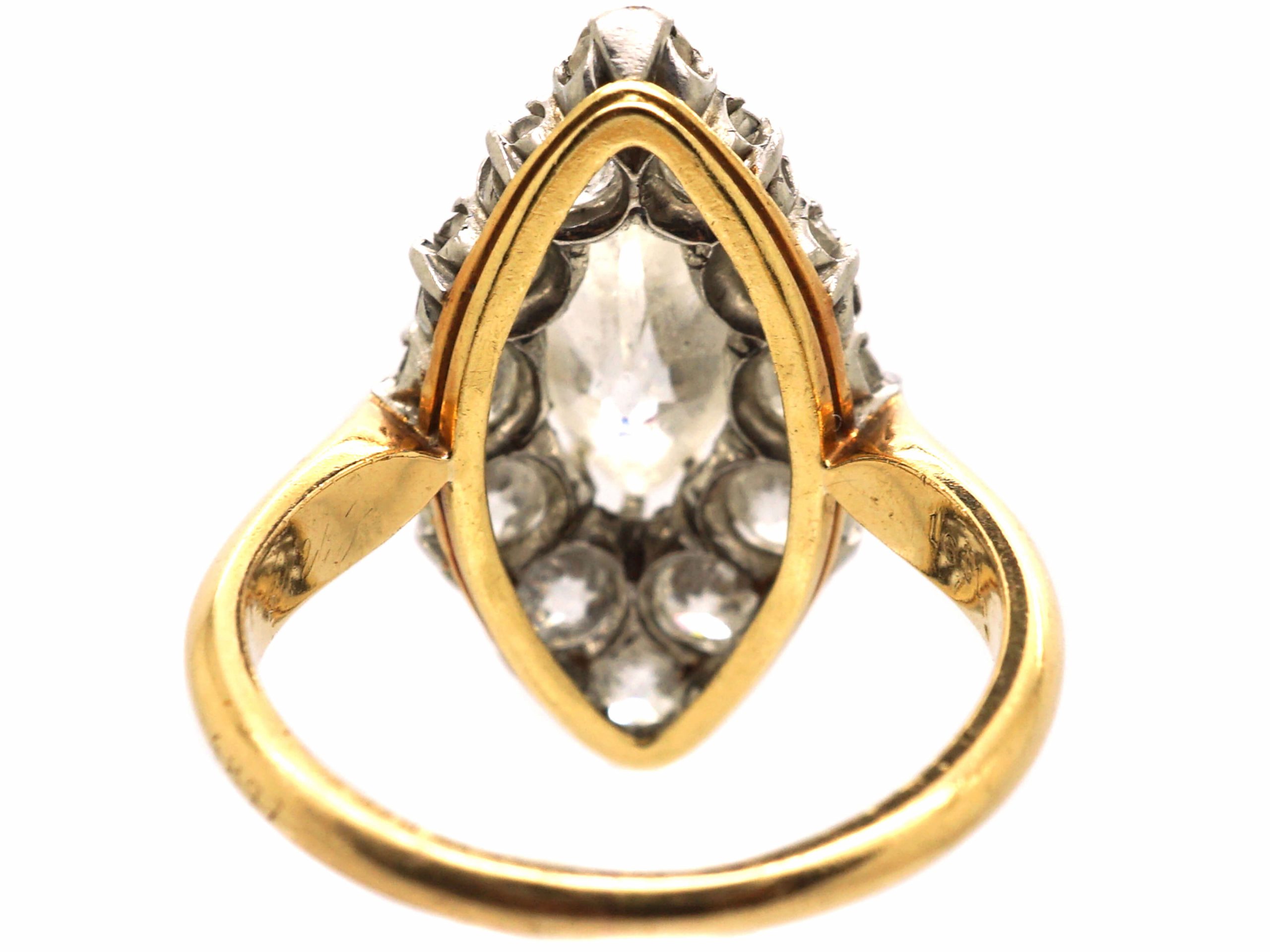 Victorian 18ct Gold Marquise Shaped Diamond Ring set with a Large ...
