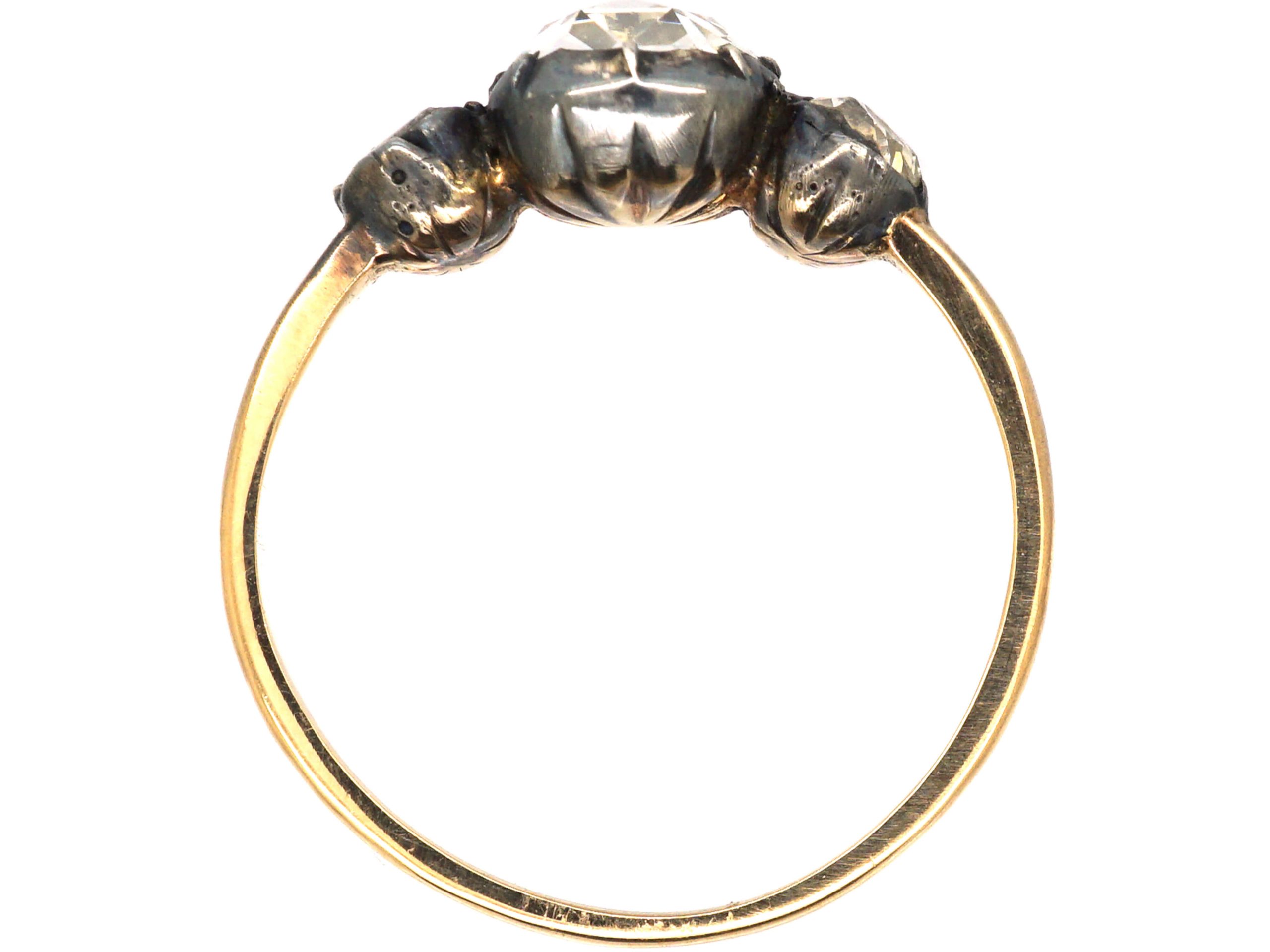 Georgian 15ct Gold & Silver, Three Stone Rose Diamond Ring (892W) | The ...