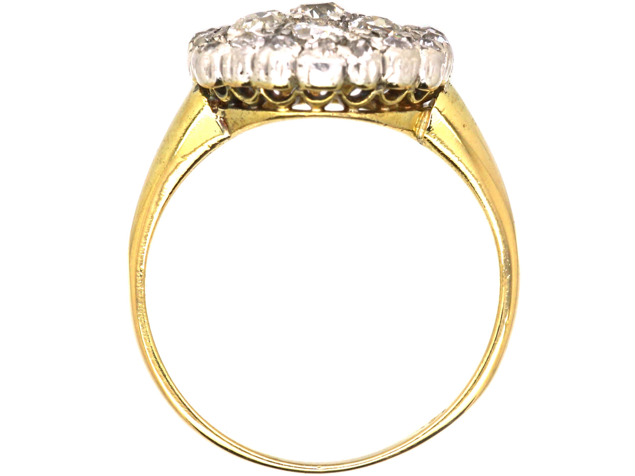 Edwardian 18ct Gold & Platinum, Hexagonal Diamond Cluster Ring (894W ...