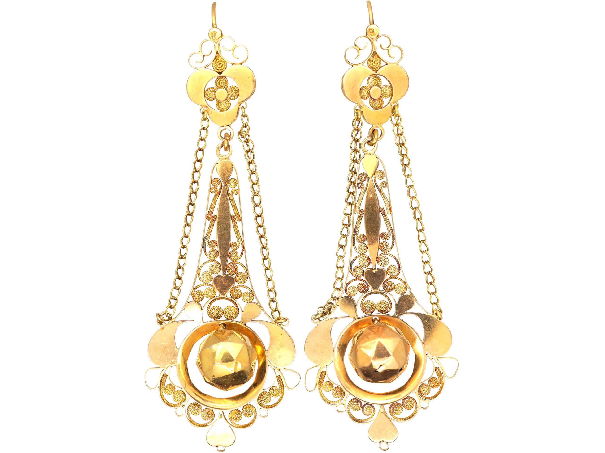 French Early 19th Century Long Drop Earrings (903W) | The Antique ...
