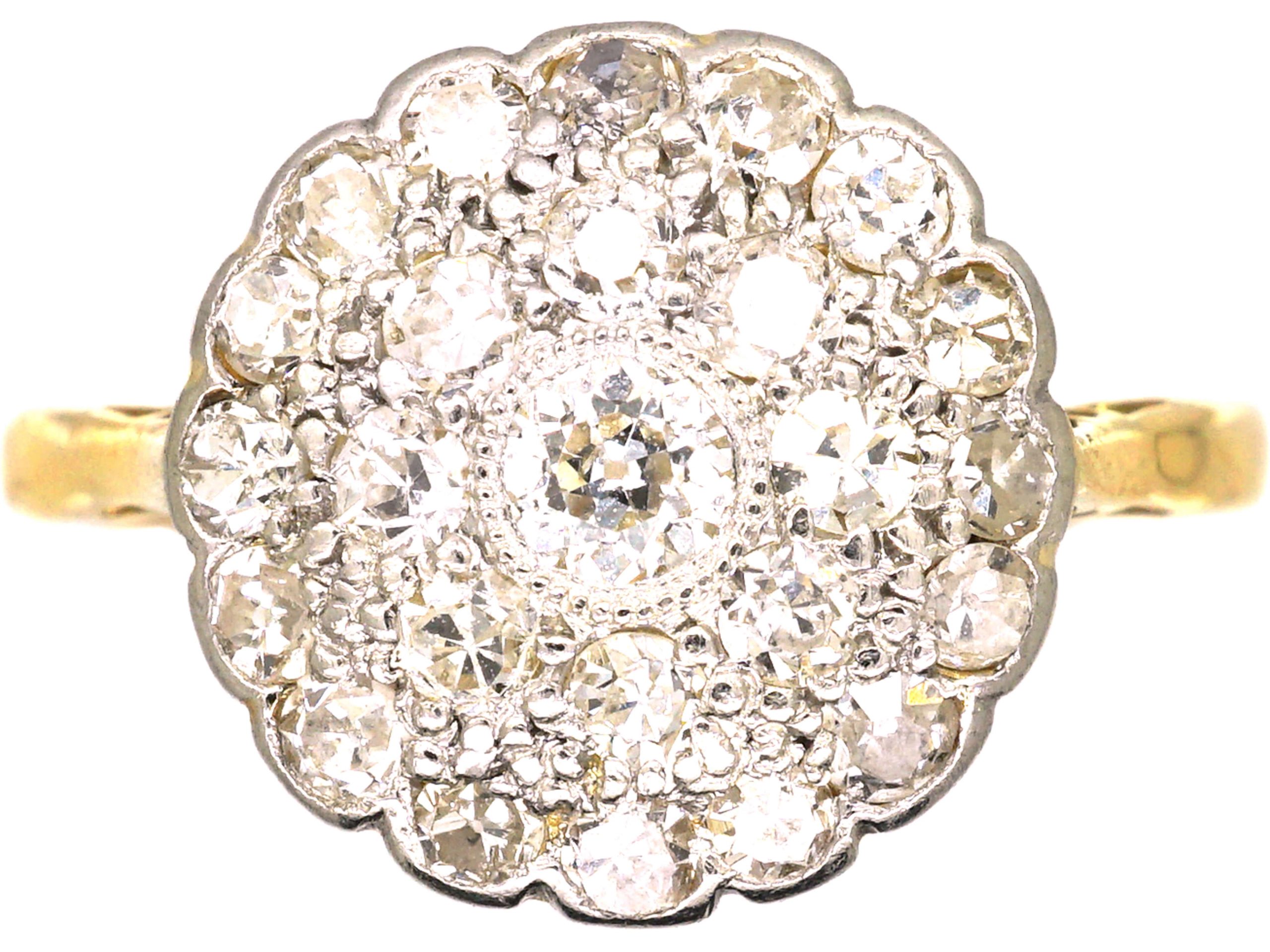 Edwardian 18ct Gold & Platinum, Diamond Pave Set Cluster Ring (959W ...