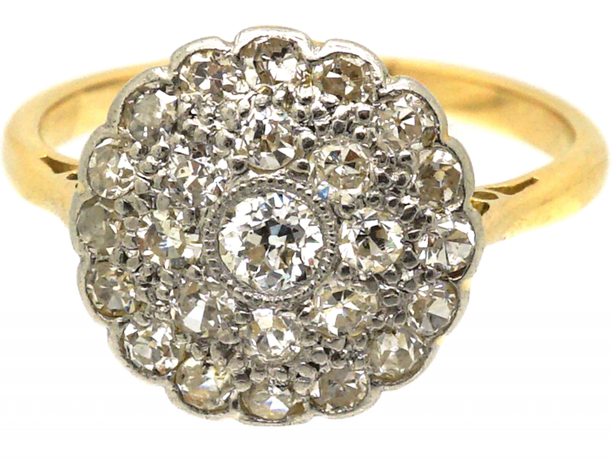 Edwardian 18ct Gold & Platinum, Diamond Pave Set Cluster Ring (959W ...