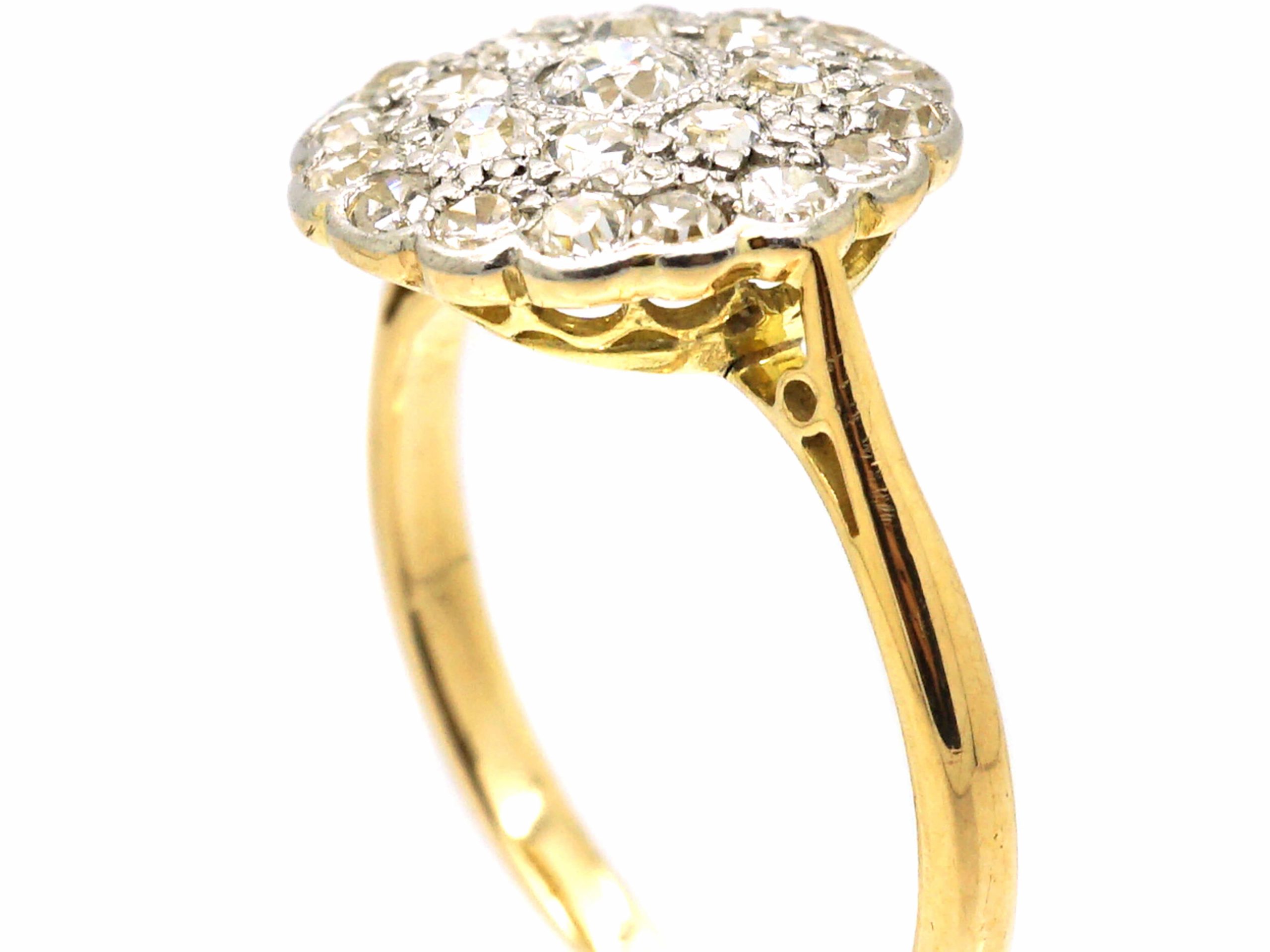 Edwardian 18ct Gold & Platinum, Diamond Pave Set Cluster Ring (959W ...